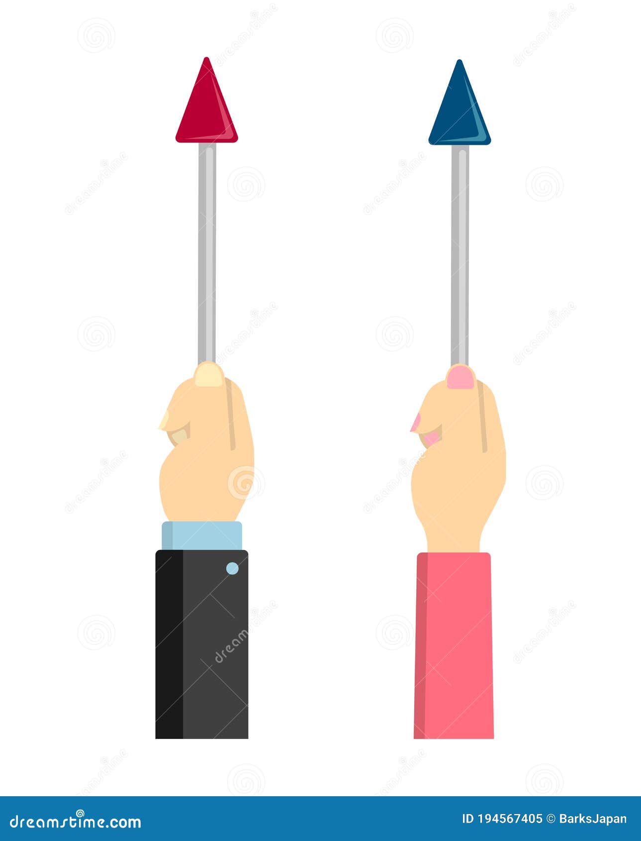 Hand Holding Pointing Stick Vector Illustration Set Stock Vector ...