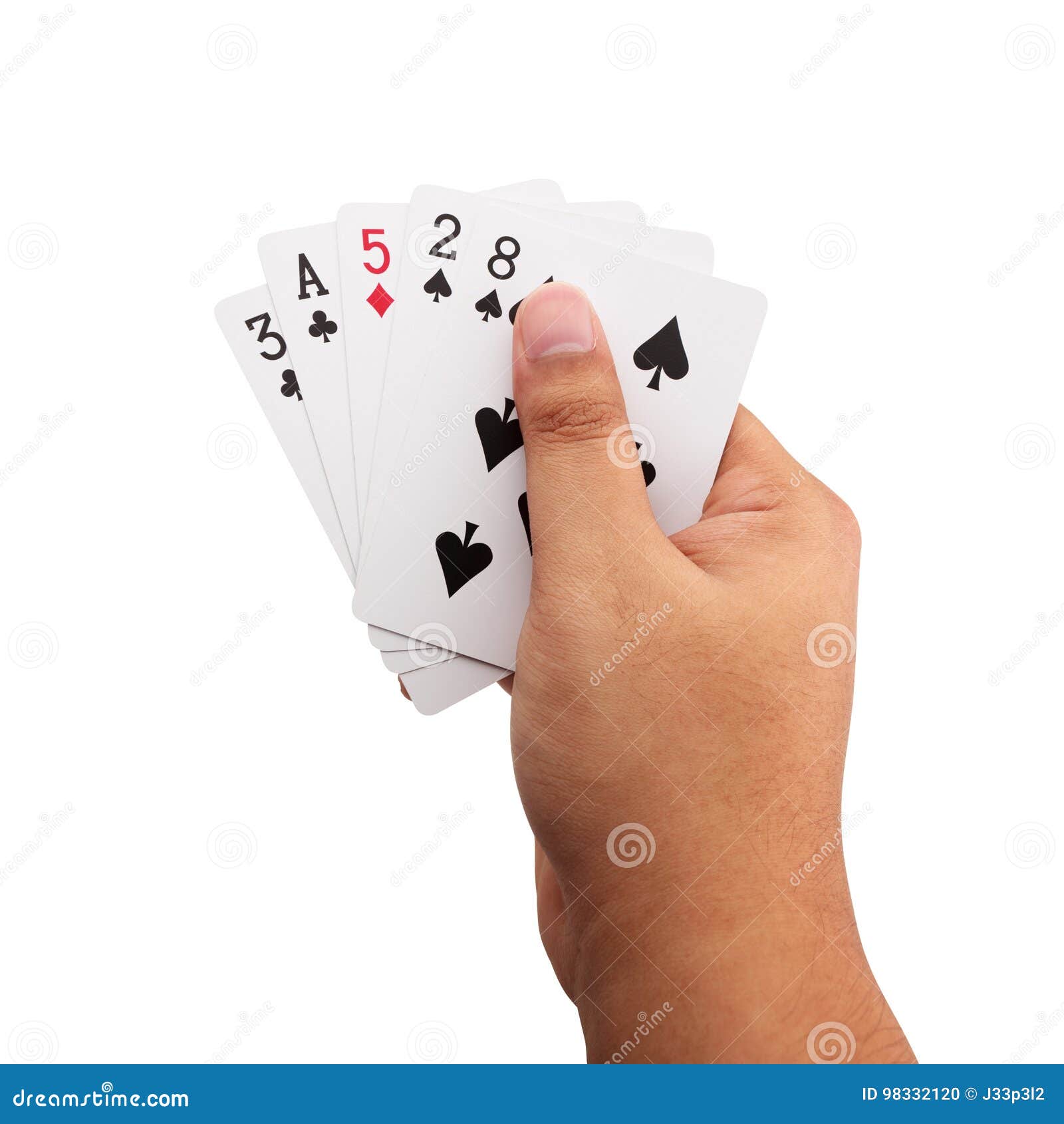Hand Holding Poker Cards on White Background Stock Photo - Image of ...