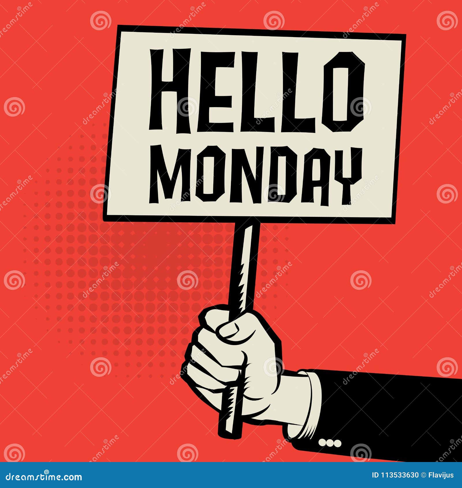 Hand Holding Poster, Business Concept with Text Hello Monday Stock ...