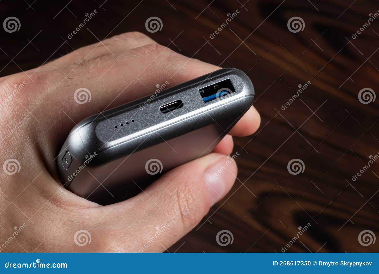 Hand Holding Powerbank for Charging Mobile Devices Stock Photo - Image ...