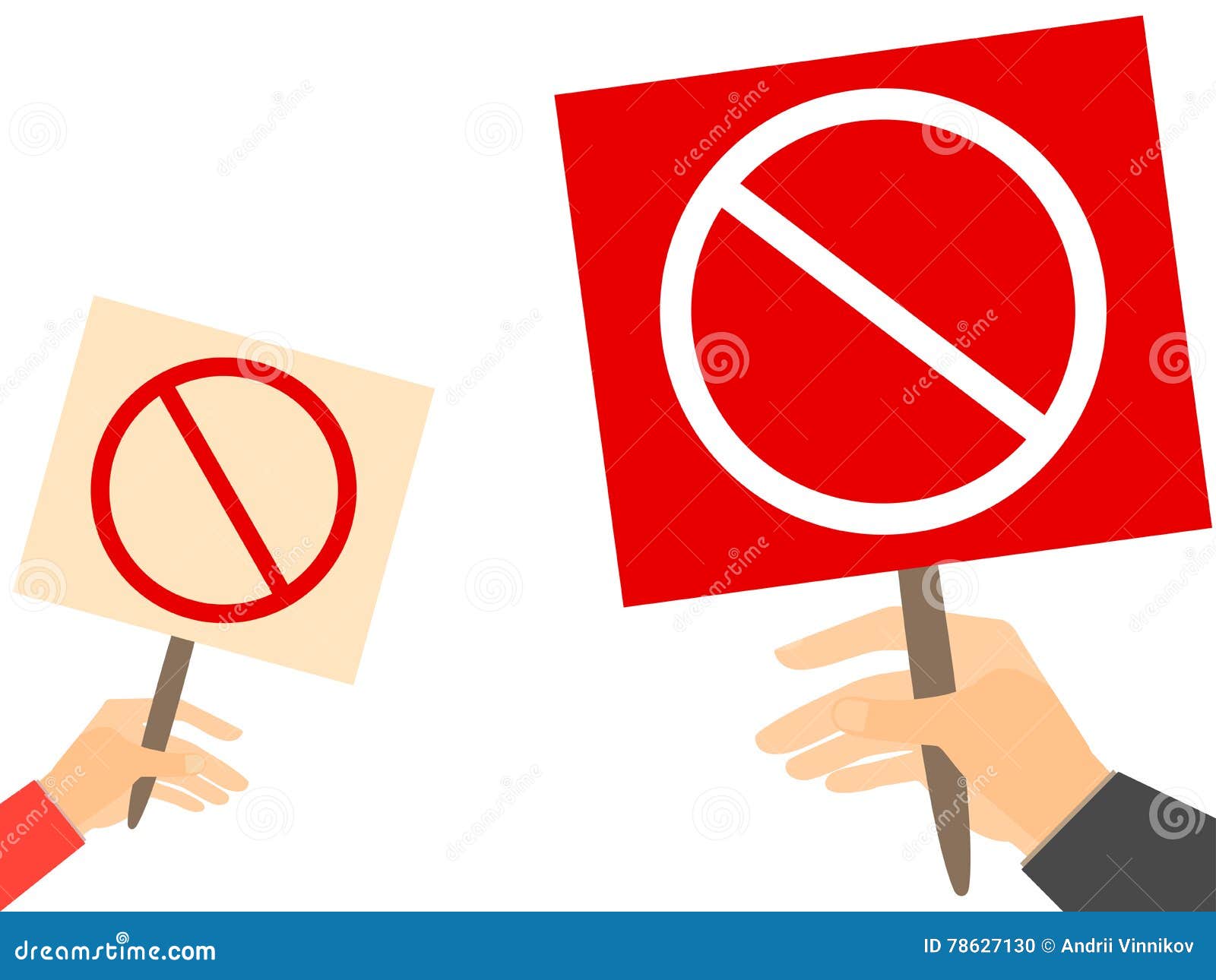 Hand Holding a Prohibition Sign. Vector. Stock Vector - Illustration of ...