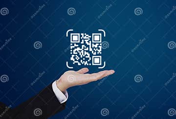 Hand Holding QR Code on Hand. QR Code Scanning Payment and Verification ...
