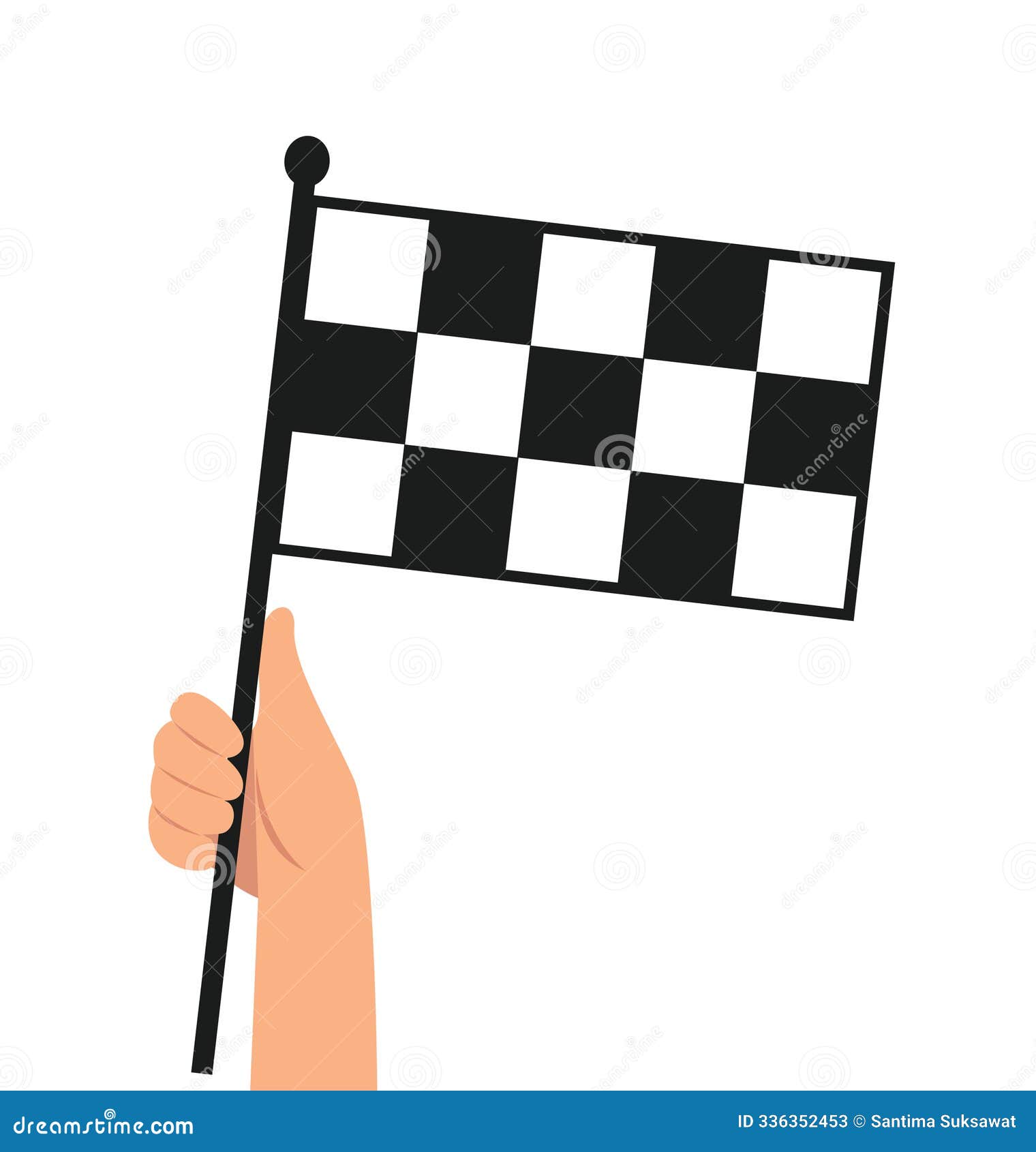 Hand Holding Racing Flag. Checkered Flag Vector Illustration Stock ...