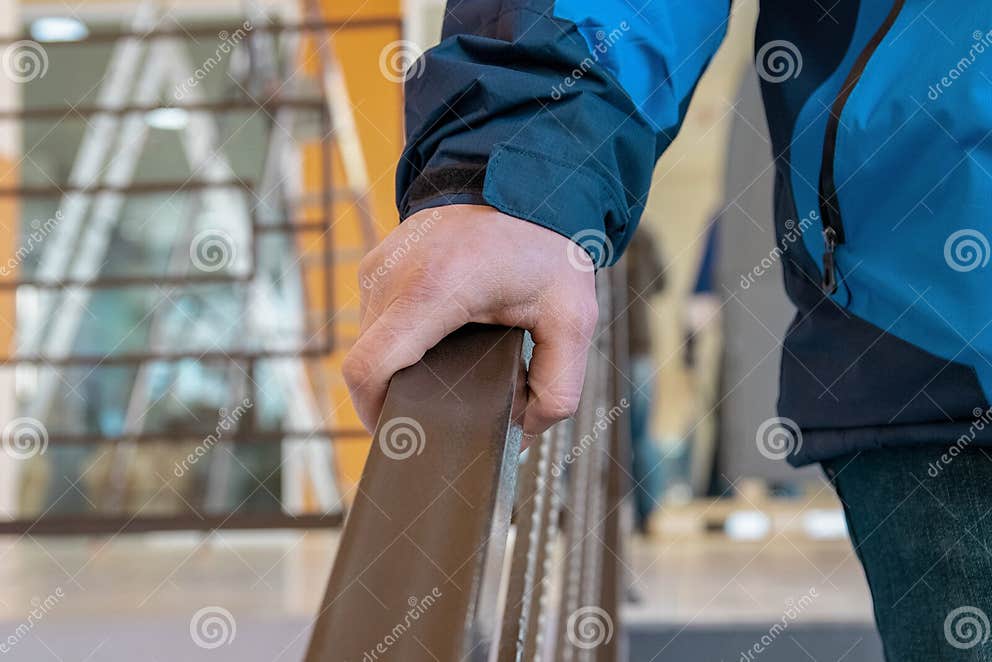 The Hand Holding the Railing Stock Photo - Image of white, safety ...