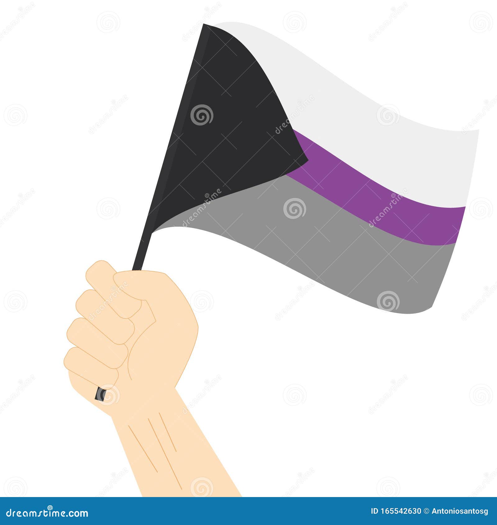 Hand Holding And Raising Demisexual Pride Flag Isolated On White