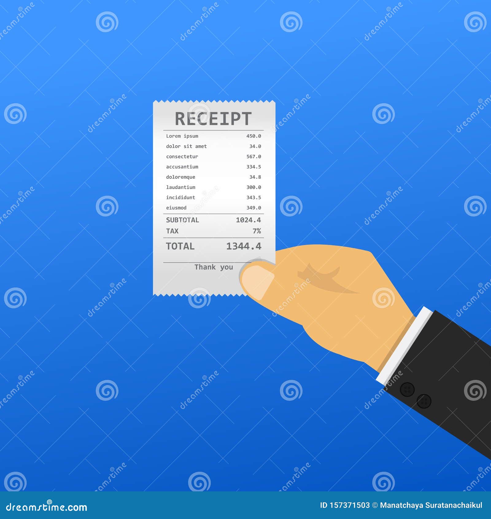 Hand Holding Receipt Cartoon Vector | CartoonDealer.com #157371503