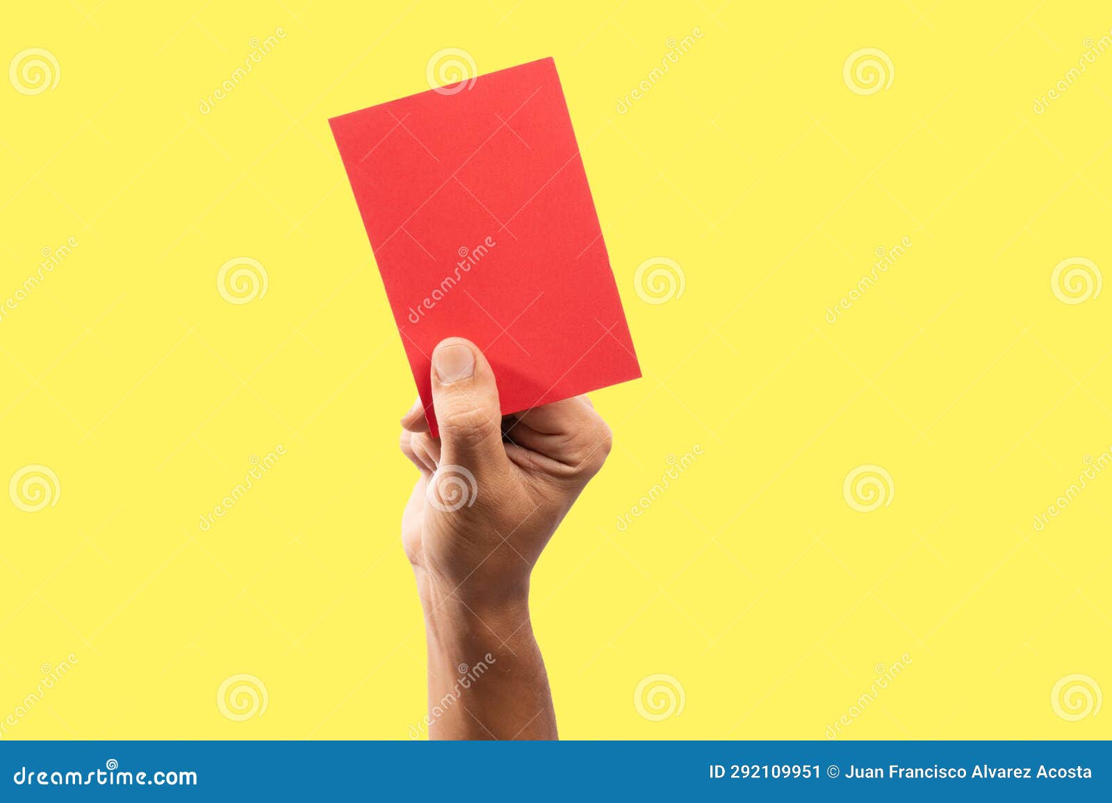 Hand Holding a Red Card Isolated on Yellow Background Stock Image ...