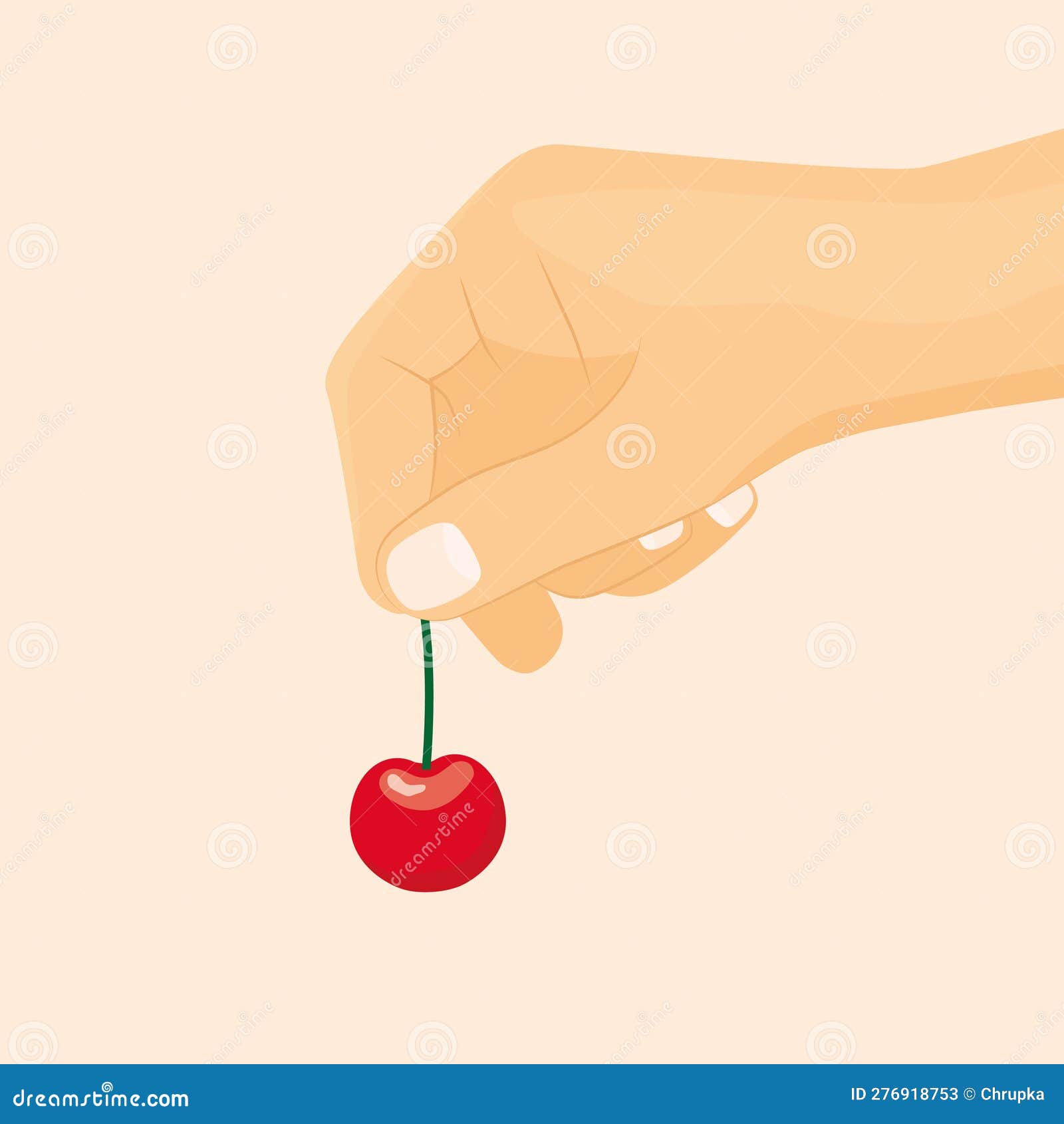 Hand holding red cherry stock vector. Illustration of garden - 276918753