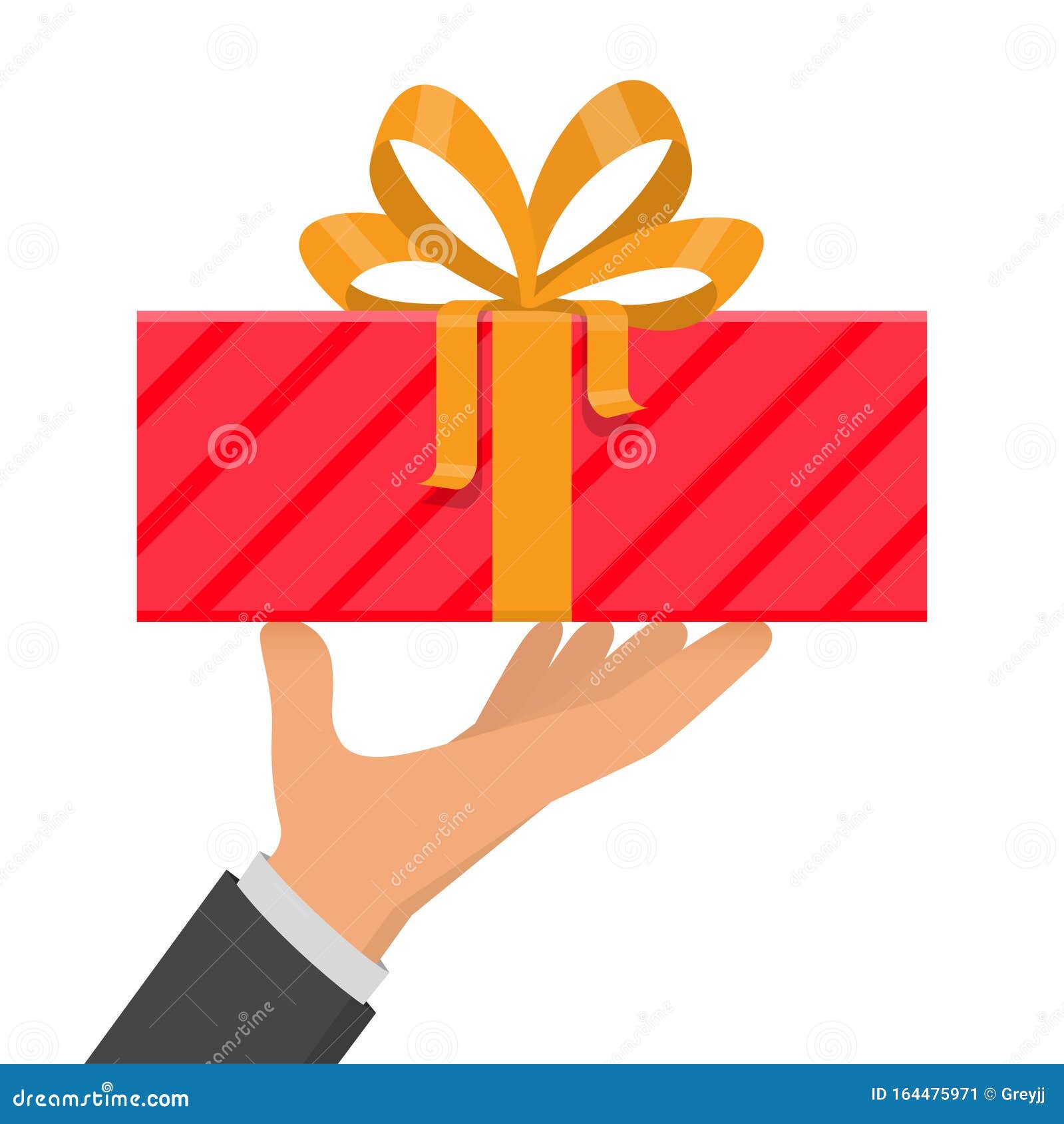 Hand Holding Red Gift Box with Yellow Ribbon Stock Vector ...