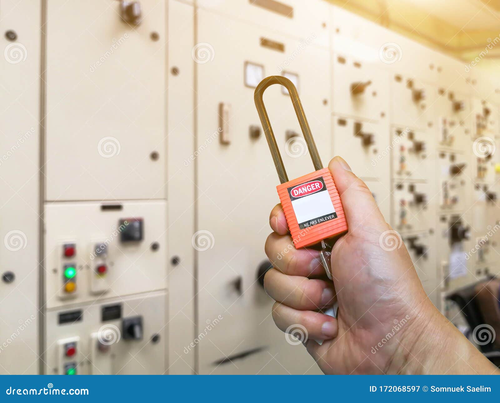 Hand Holding Red Key Lock and Tag for Process Cut Off Electrical,the ...