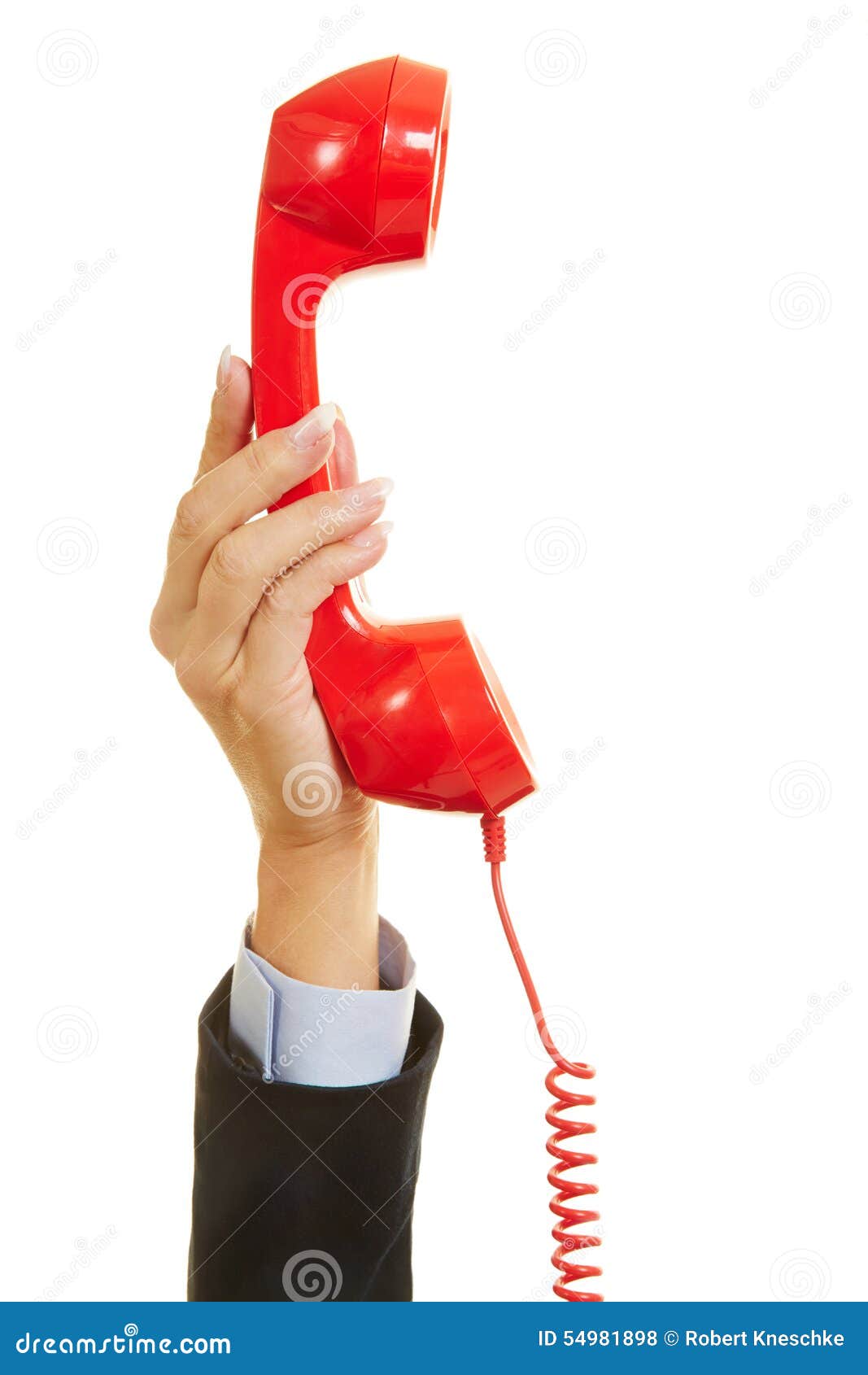 Hand Holding Red Phone for Emergency Call Stock Photo - Image of ...