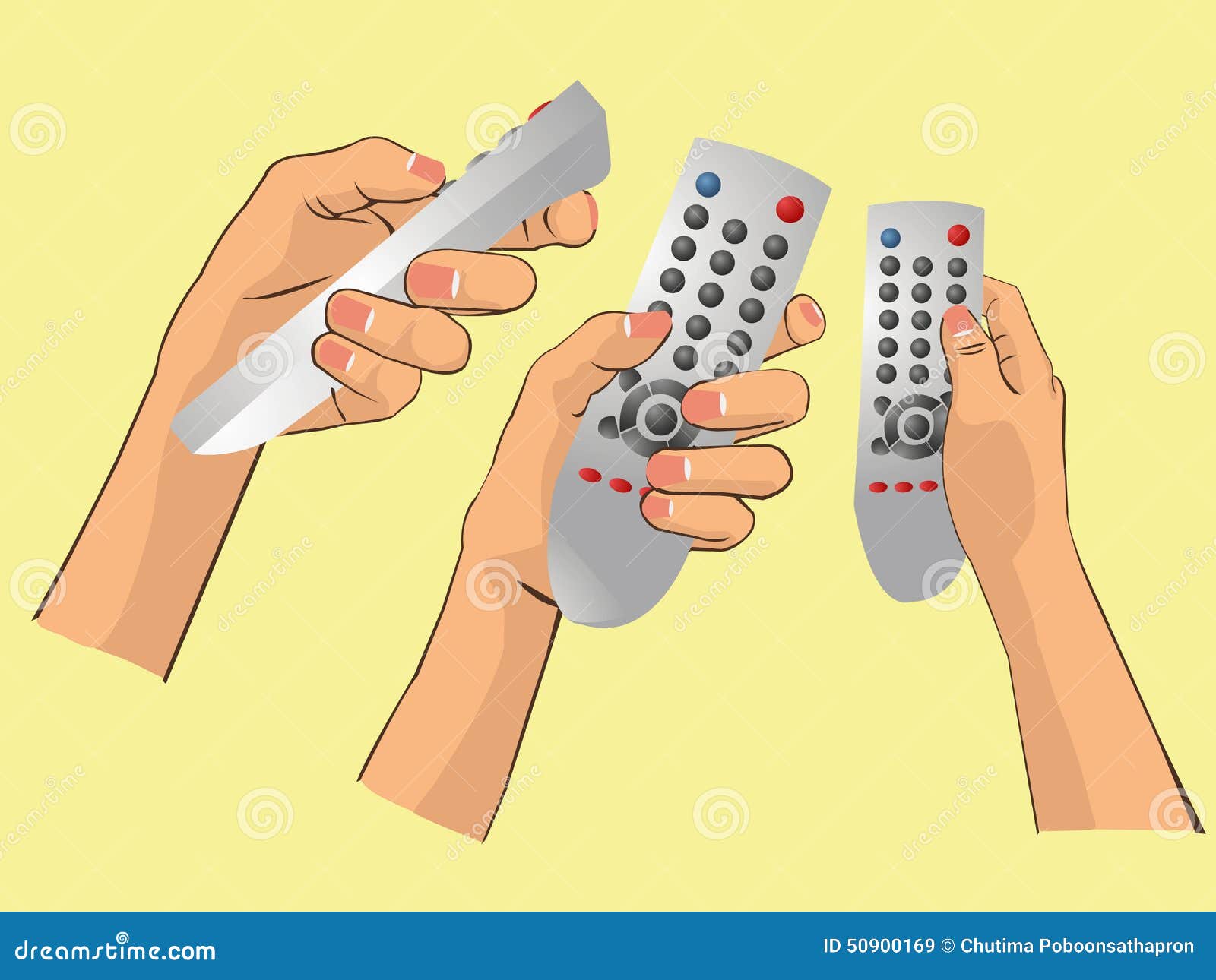 Hand holding remote stock illustration. Illustration of control - 50900169