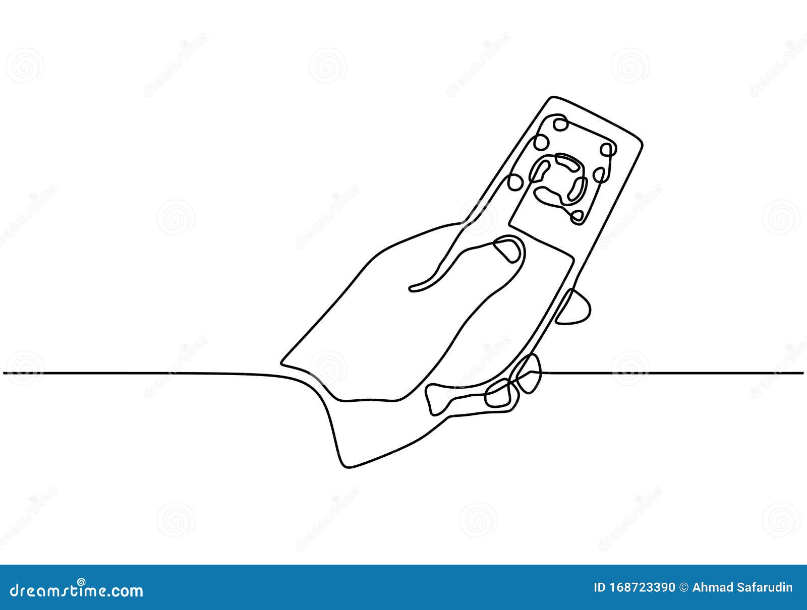 Hand Holding Remote. Continuous Line Drawing Stock Vector ...