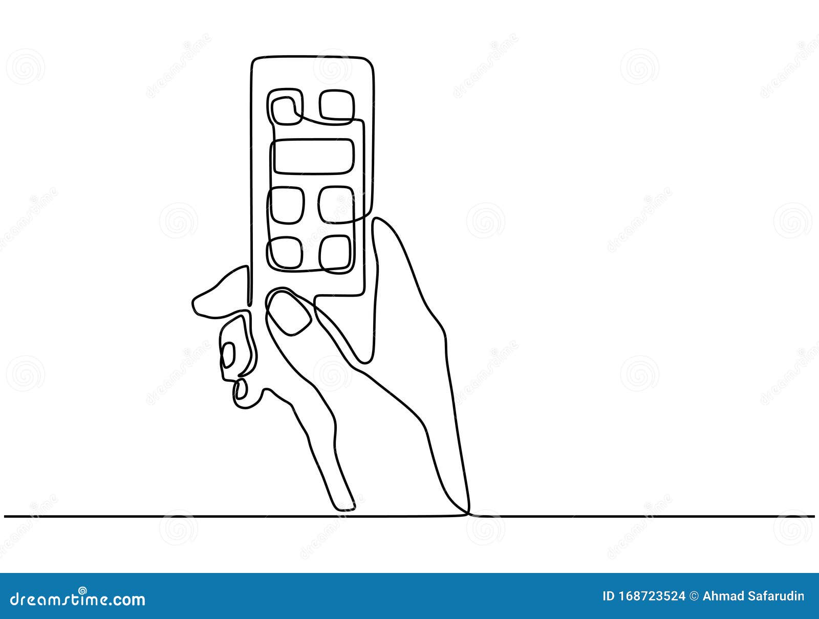 Hand Holding Remote. Continuous Line Drawing Stock Vector ...