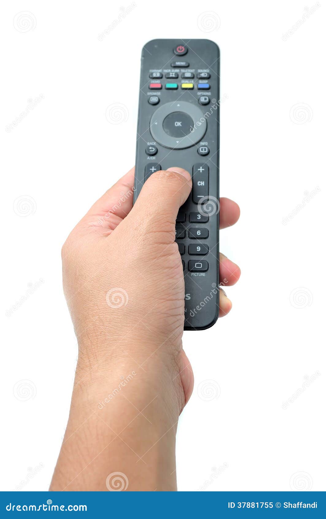 Hand Holding the Remote Control Stock Image - Image of remote, channel ...