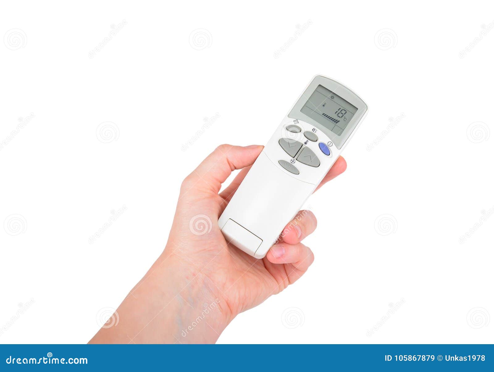 Remote Control of Air Conditioner in Hand Stock Image - Image of button ...