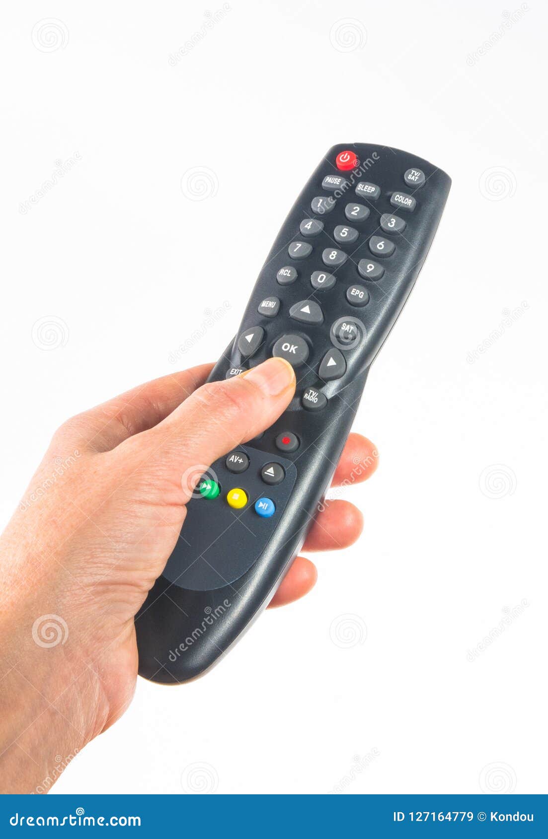 Hand Holding a Remote Control, Close Up Stock Image - Image of change ...