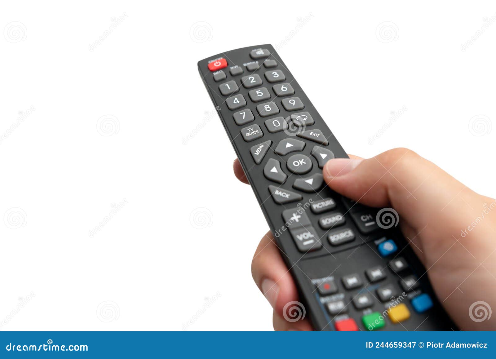 Hand Holding Remote Control Stock Image - Image of movie, remote: 244659347