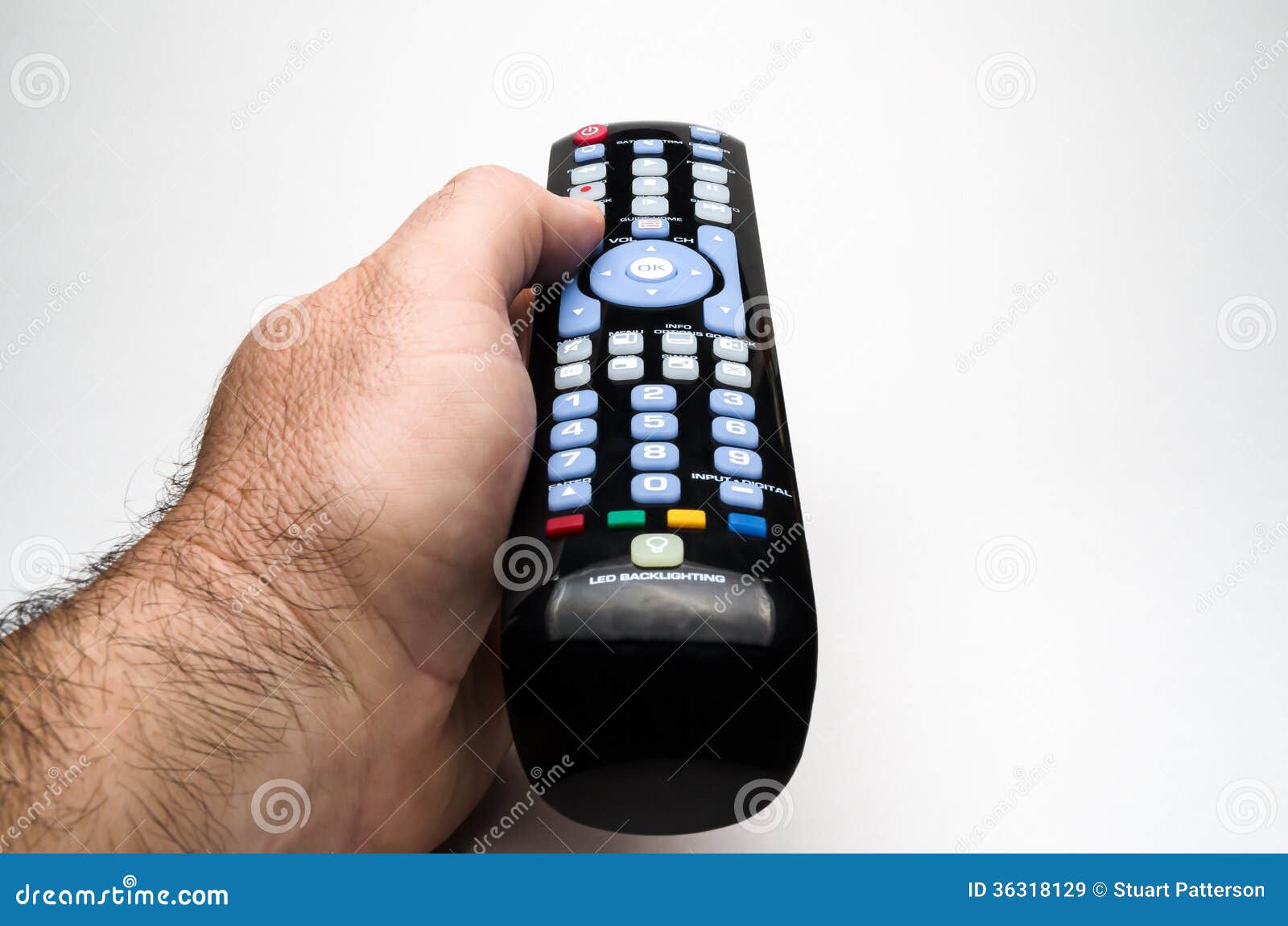 Hand Holding Remote Control Stock Image - Image of controls, pressing ...