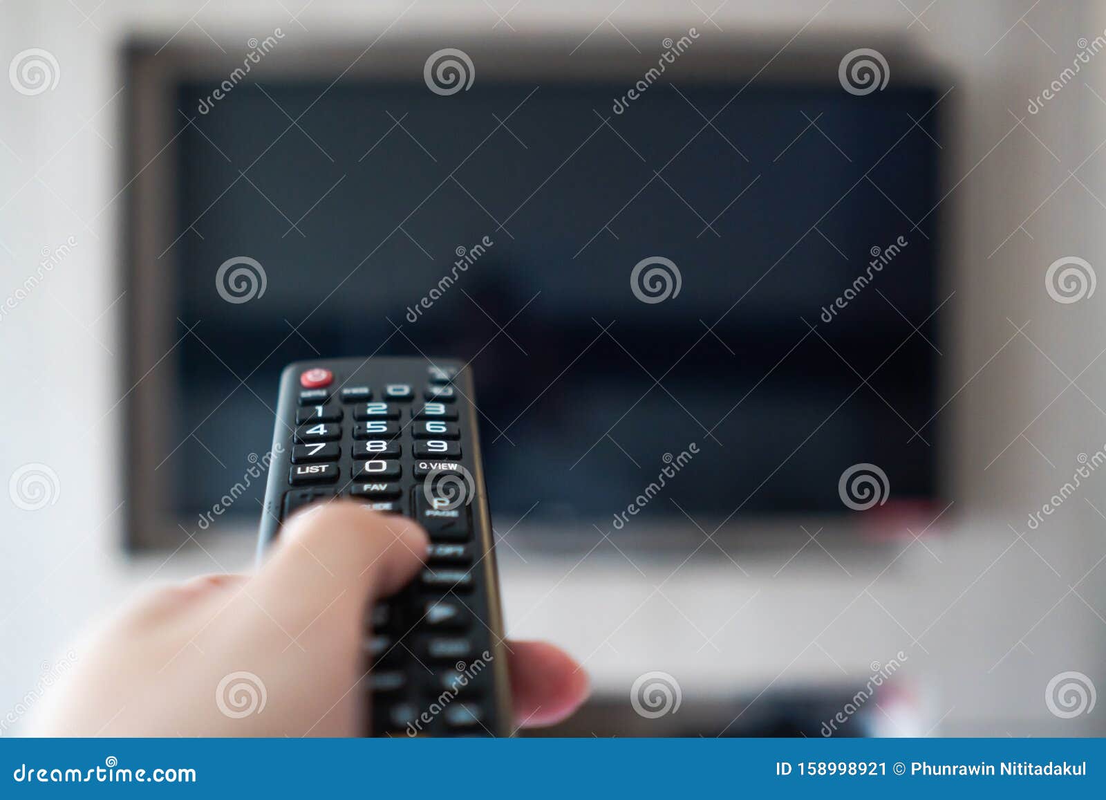 Hand Holding Remote Control Point To Television Stock Image - Image of ...