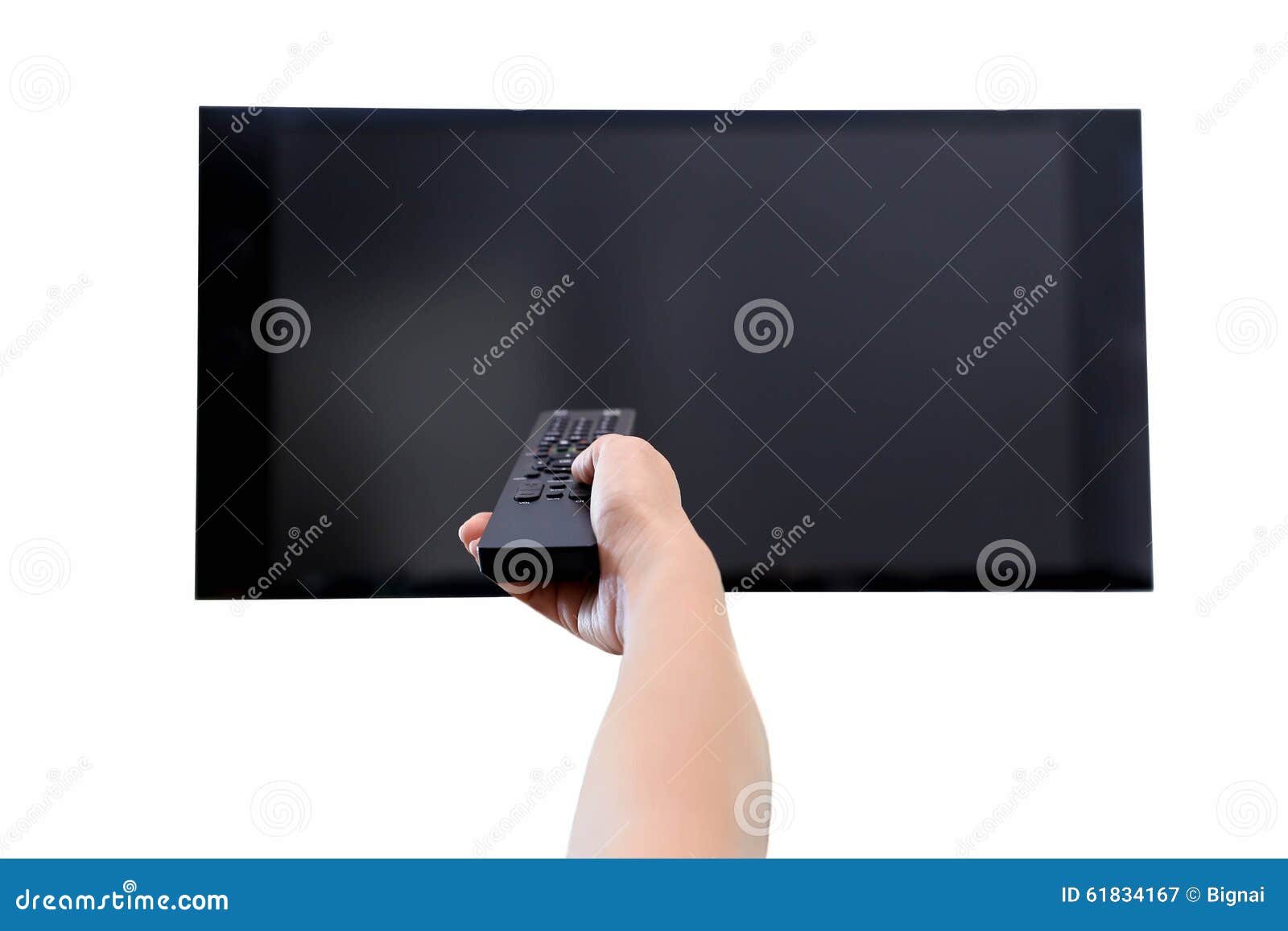 Hand Holding Remote Control To the TV Screen Isolated Stock Image ...