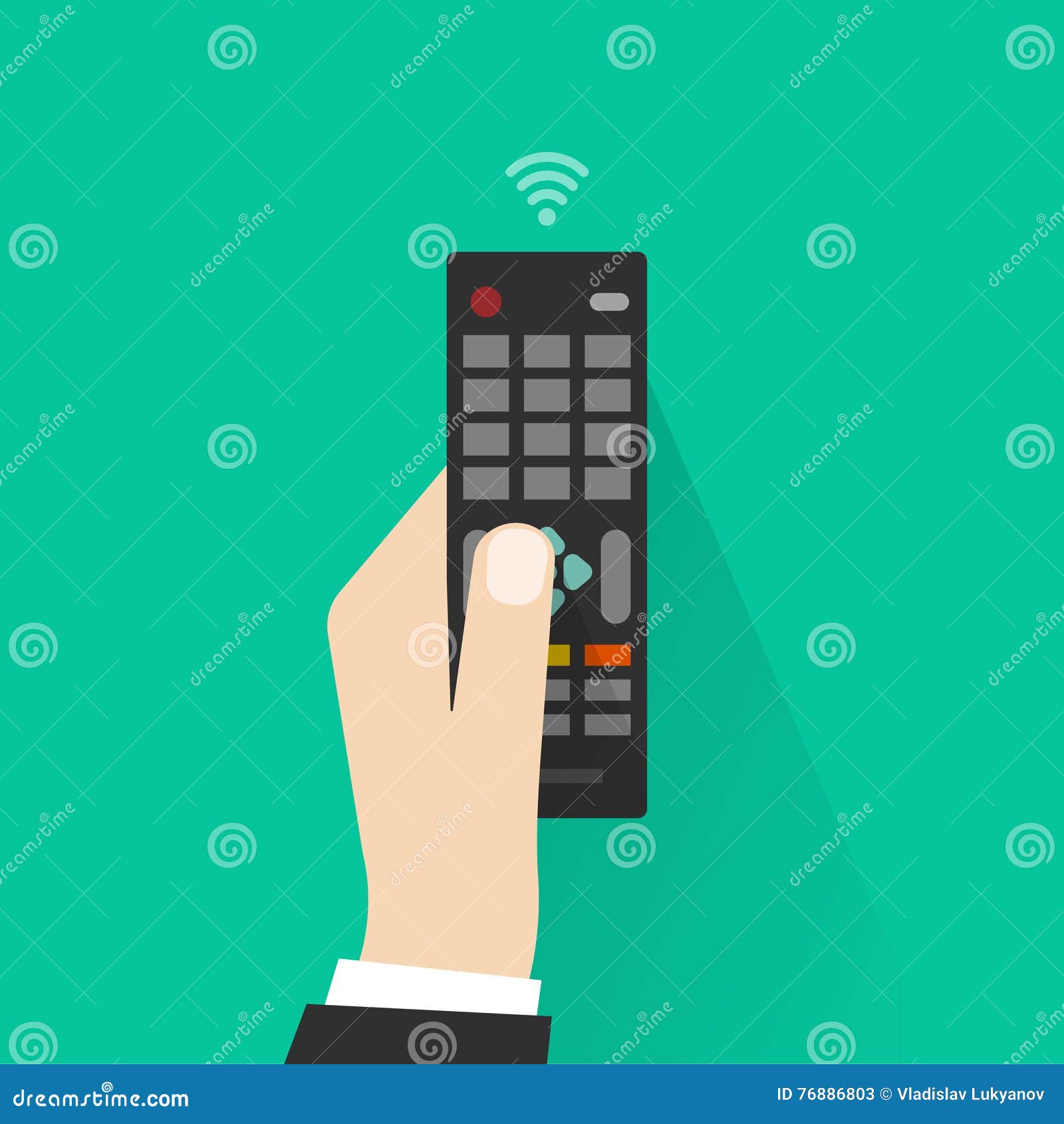 Hand Holding Remote Control from TV Vector Illustration Stock Vector ...