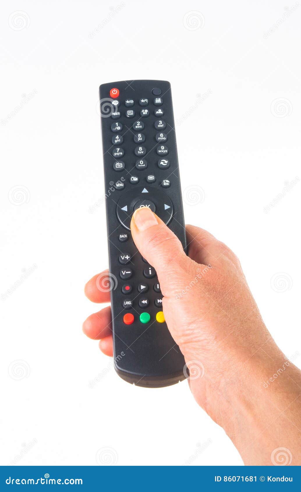 Hand Holding a Remote Control Stock Image - Image of button, advertise ...