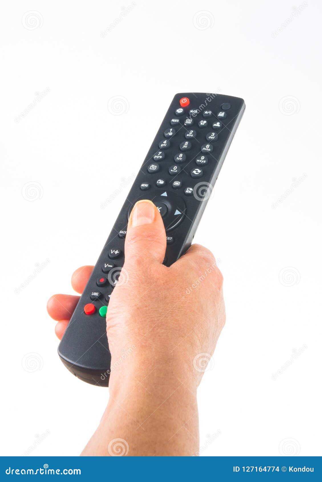 Hand Holding a Remote Control, Close Up Stock Photo - Image of ...