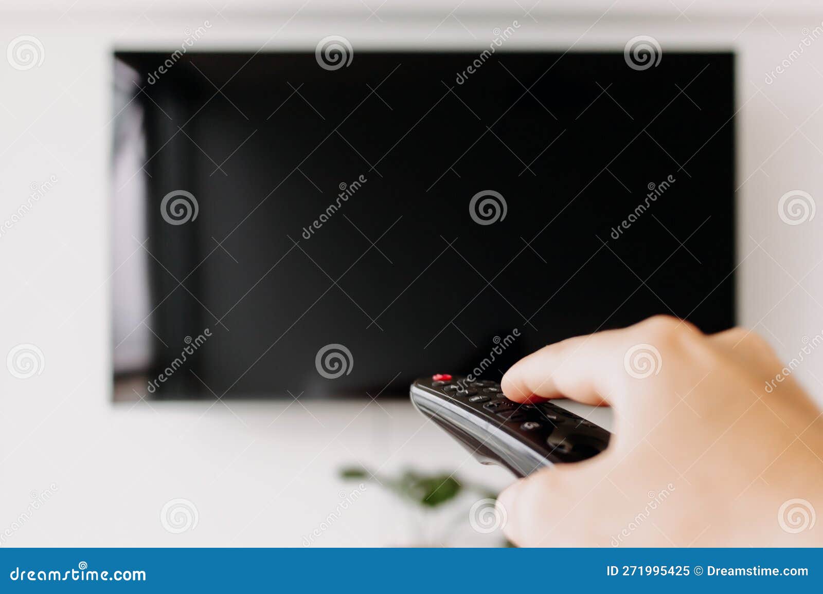Hand Holding Remote Point at Tv. Concept of Watching Tv. Stock Image ...