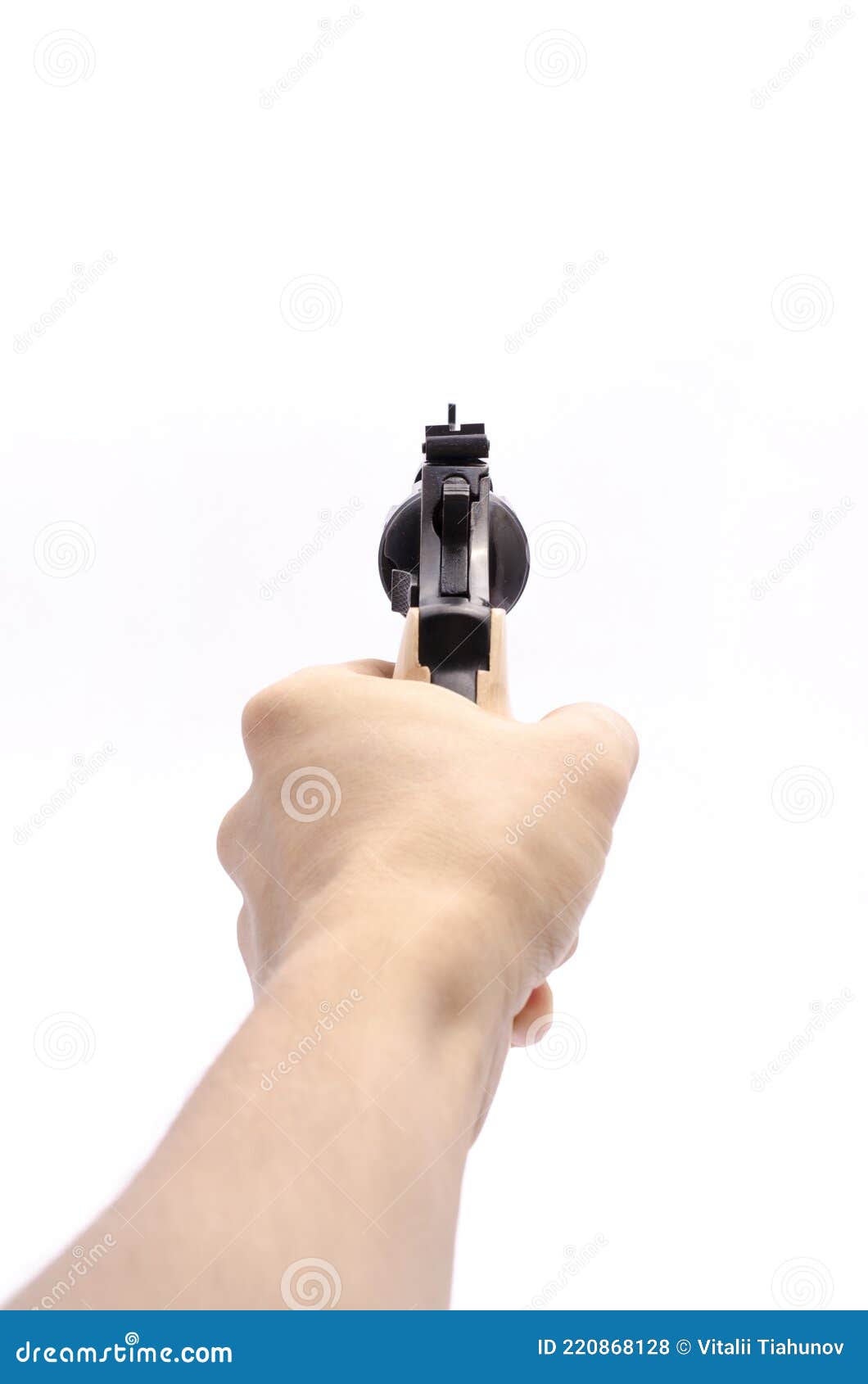 Hand Holding a Revolver from the Rear View Isolated on White Stock ...