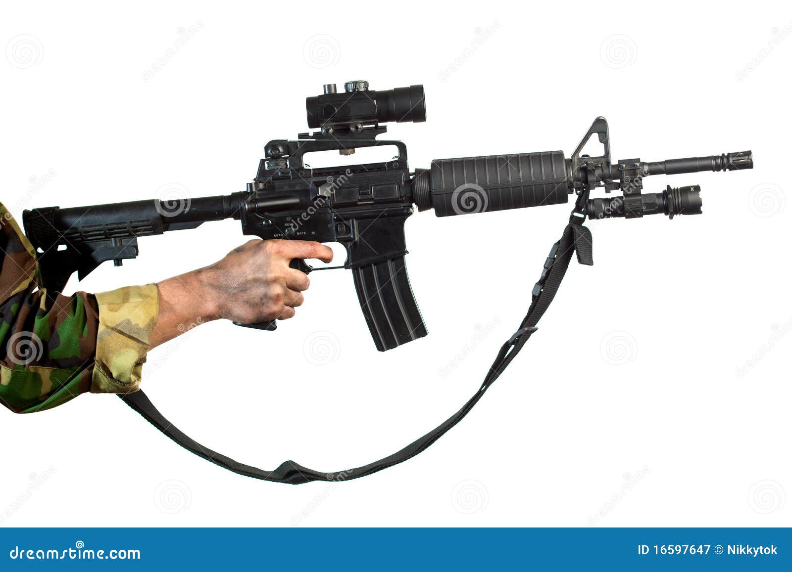 Hand holding riffle stock image. Image of scope, rifle - 16597647
