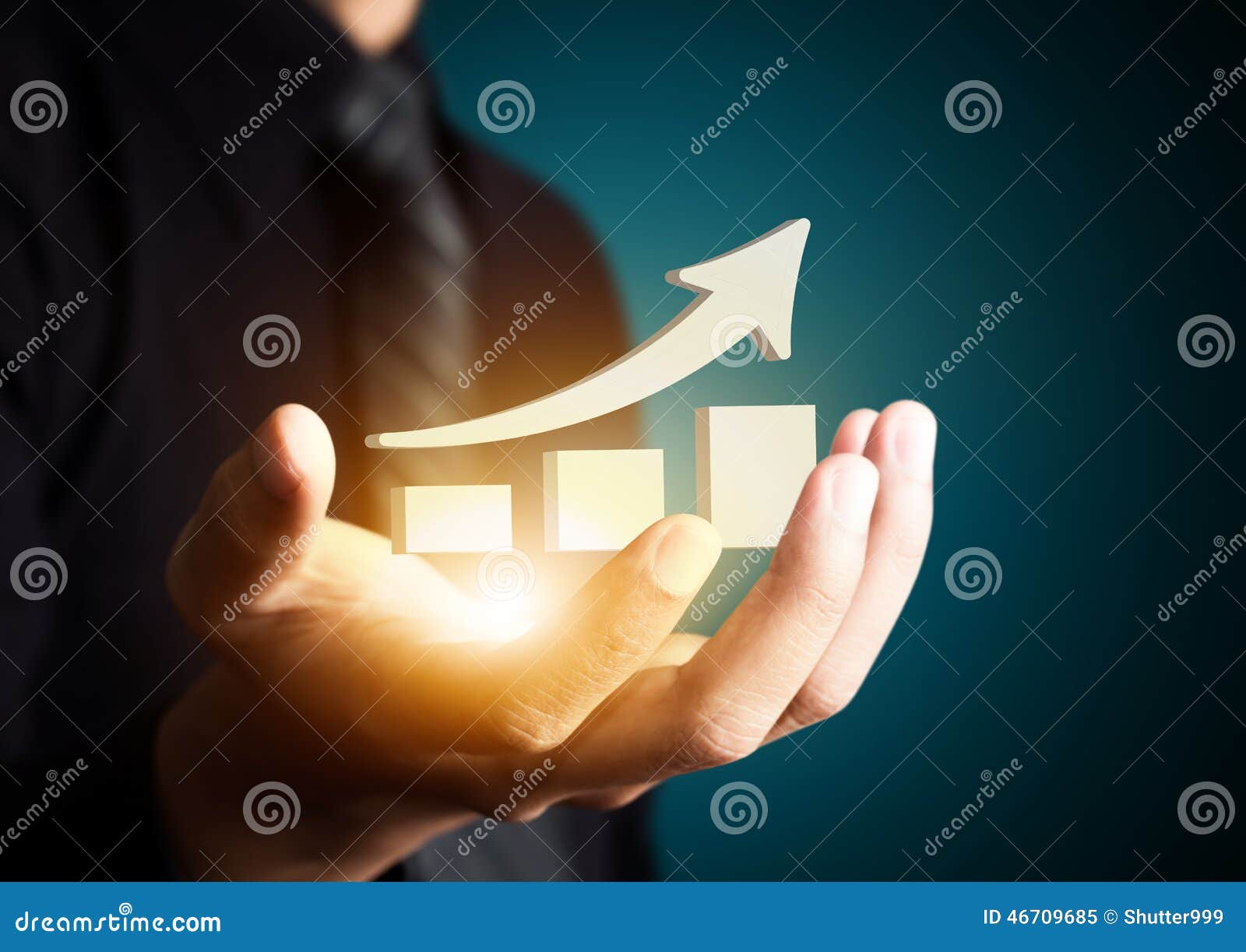 Hand Holding a Rising Arrow,business Growth. Stock Image - Image of ...