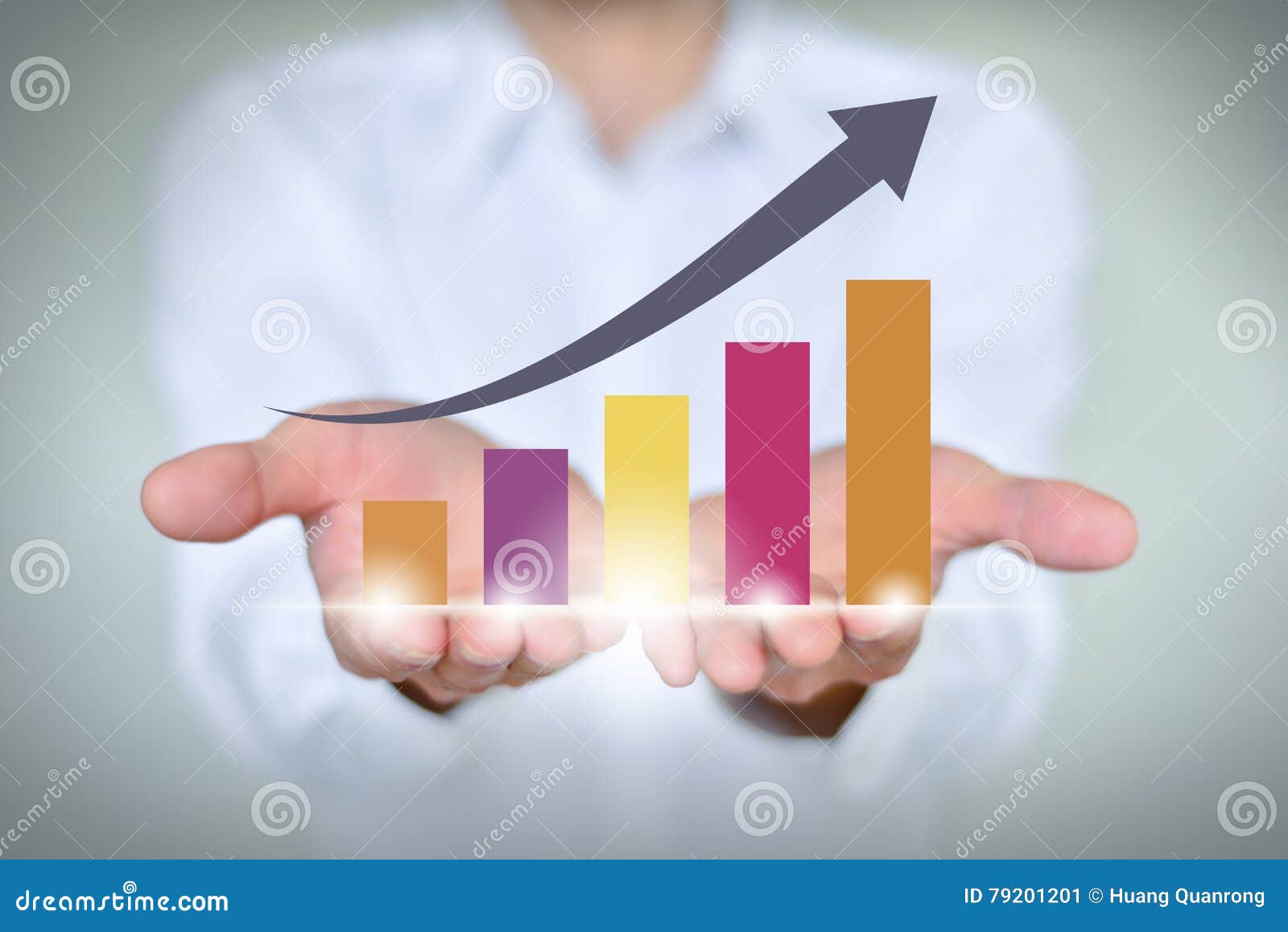 Hand Holding a Rising Arrow,business Growth. Stock Image - Image of ...