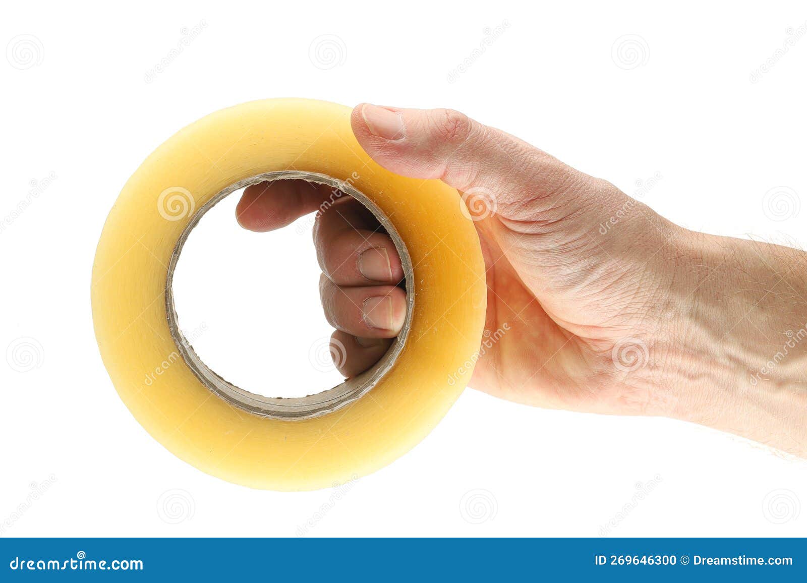 Hand Holding a Roll of Transparent Adhesive Tape Stock Photo - Image of ...