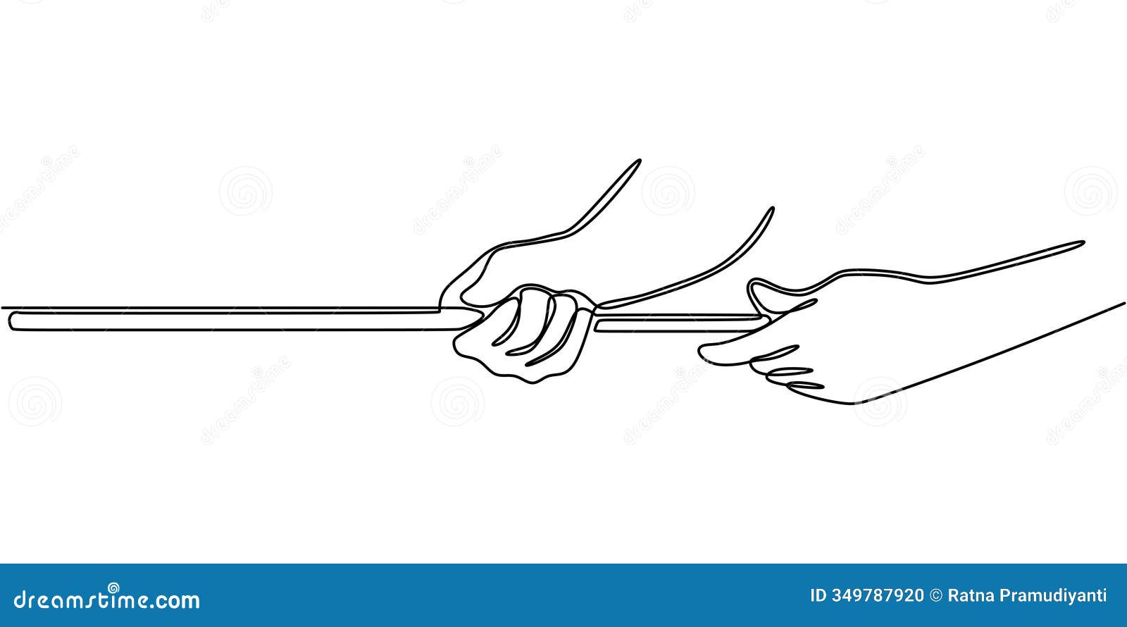 Hand Holding Rope in Continuous Line Drawing, Symbolizing Support and ...