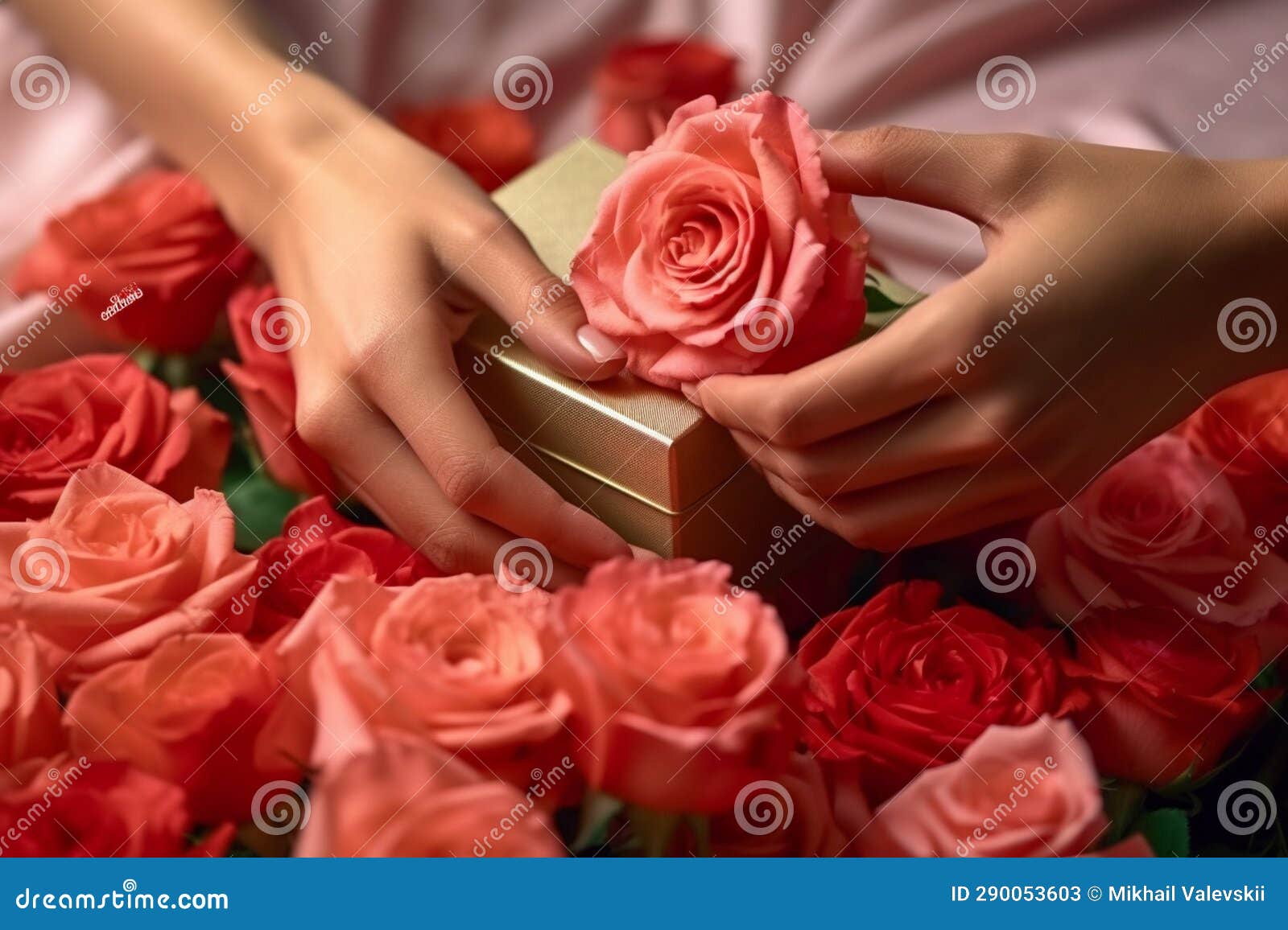 Hand holding roses stock illustration. Illustration of mockup - 290053603