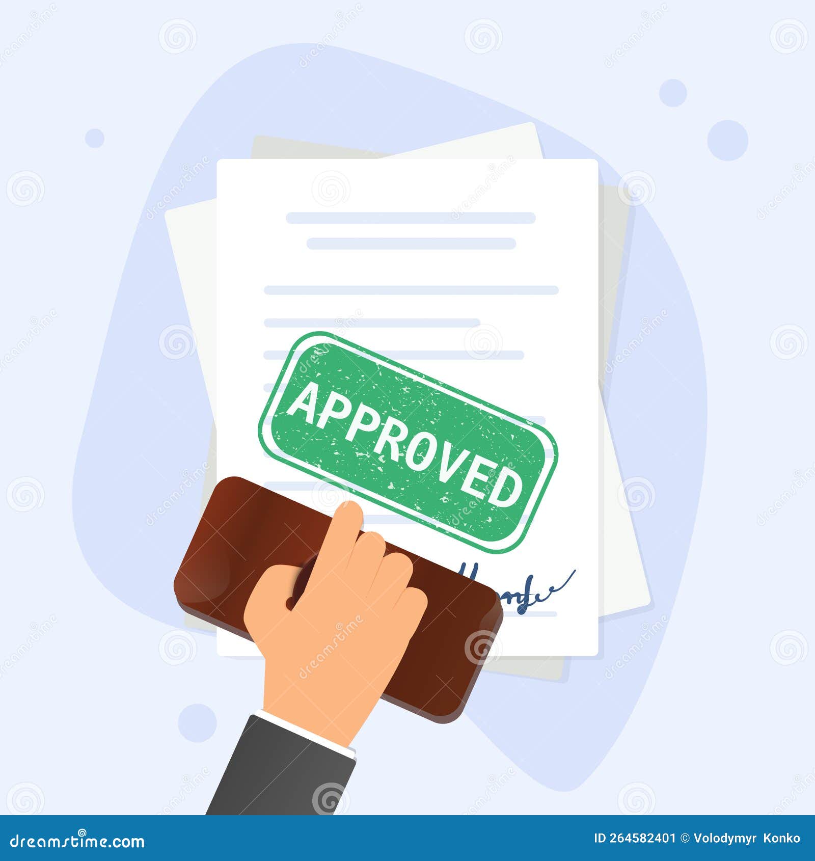 Hand Holding Rubber Stamp. Notary Stamping Approved Word on a Document ...