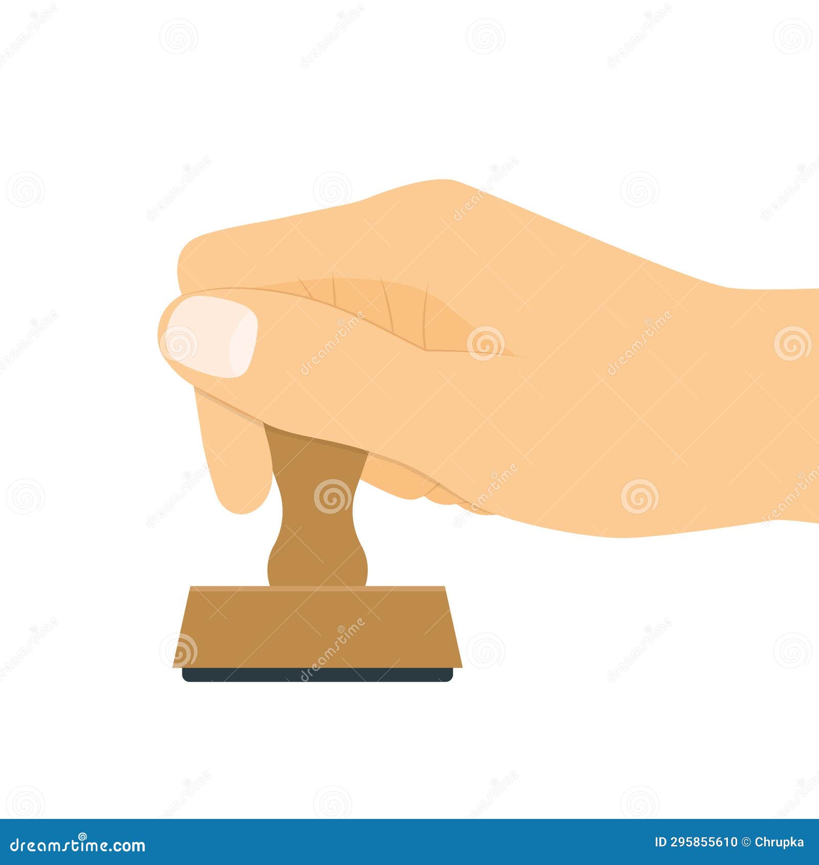Hand holding rubber stamp stock vector. Illustration of work - 295855610