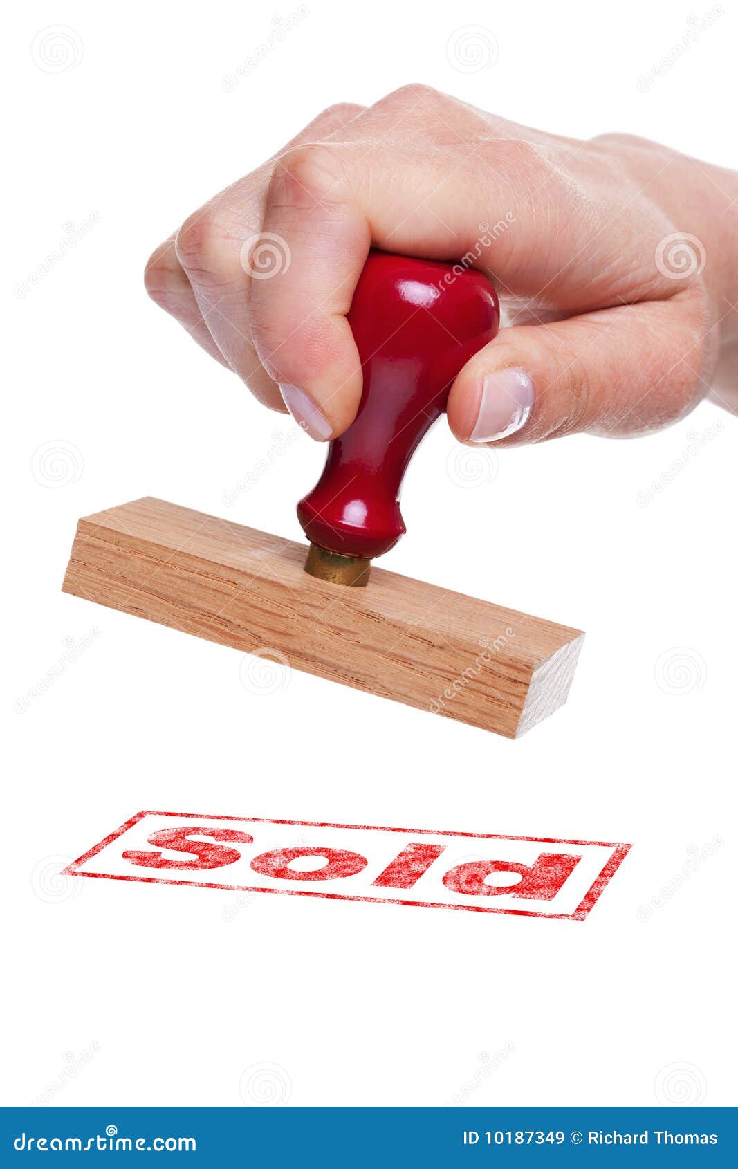 Hand Holding a Rubber Stamp with the Word Sold Stock Image - Image of ...