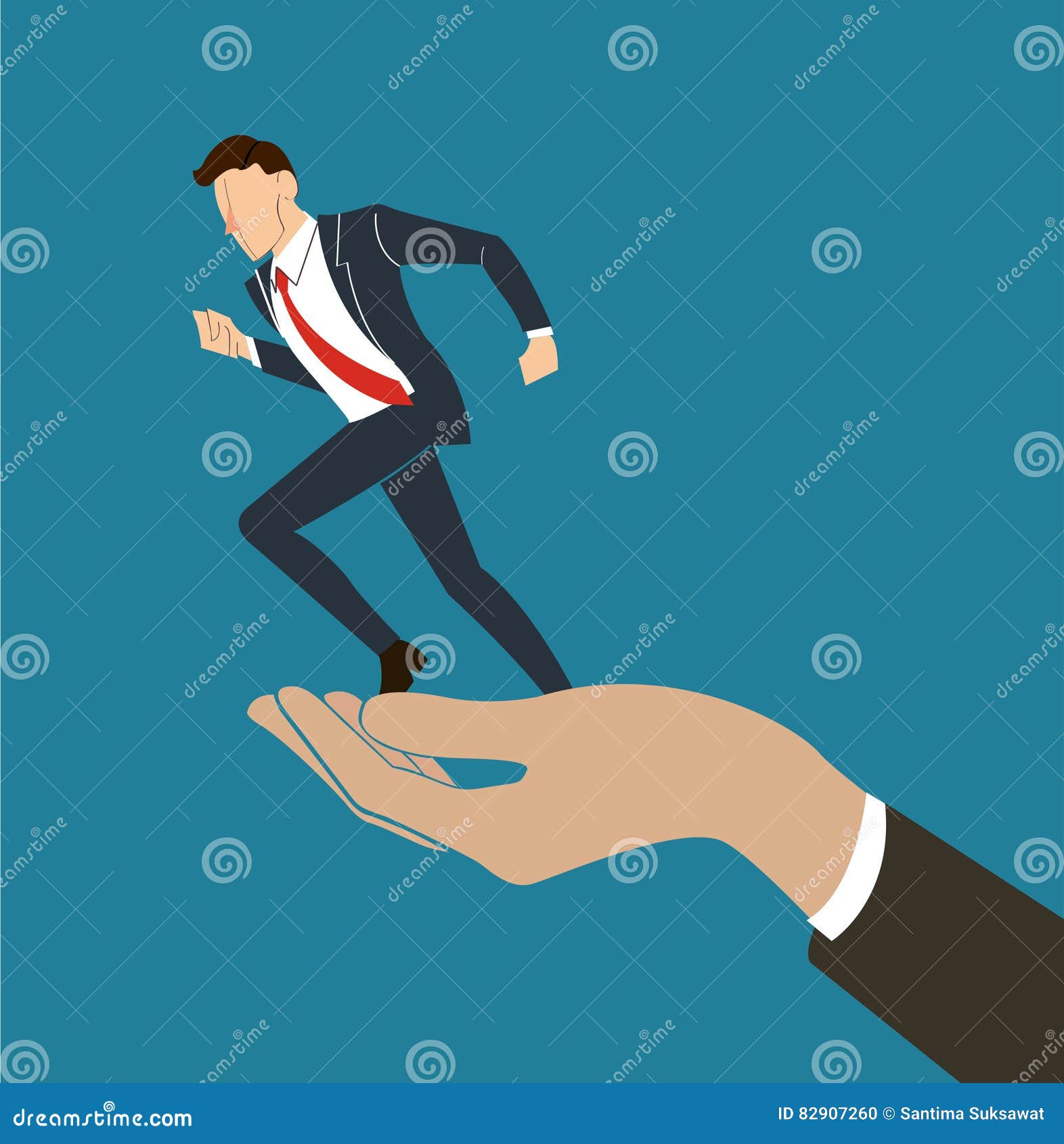 Hand Holding Running Businessman Vector Stock Vector - Illustration of ...