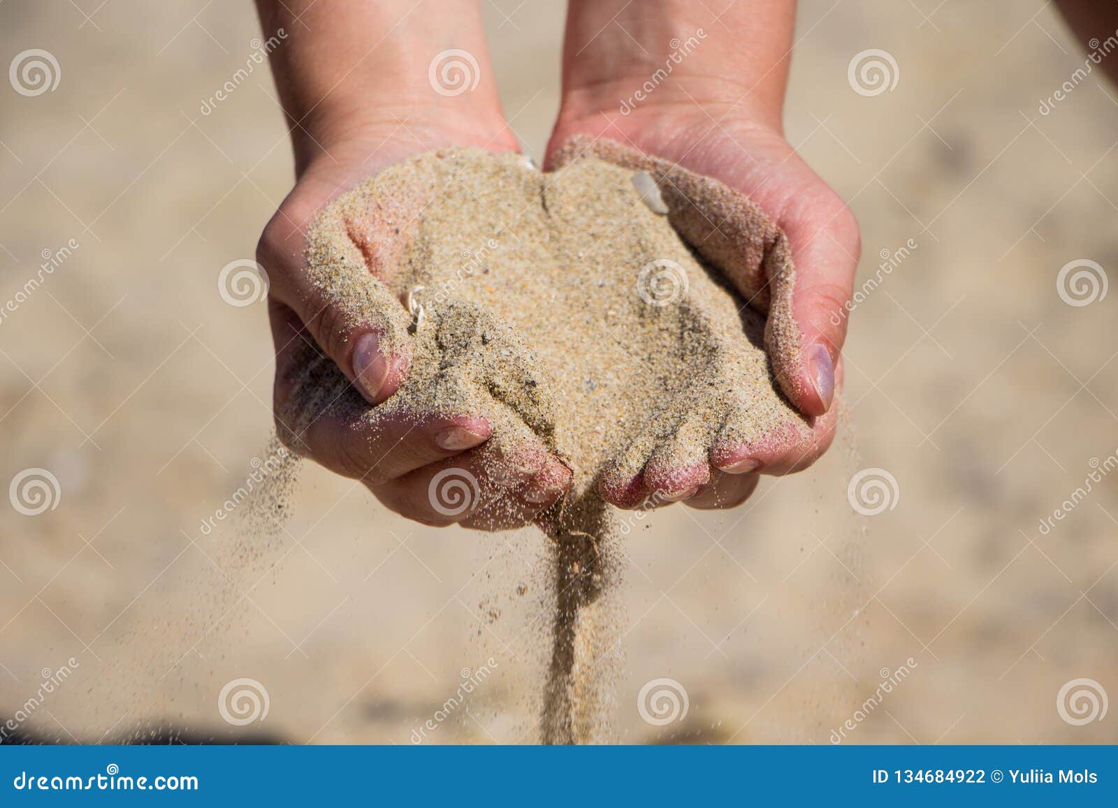 Hand holding sand. stock photo. Image of heart, food - 134684922