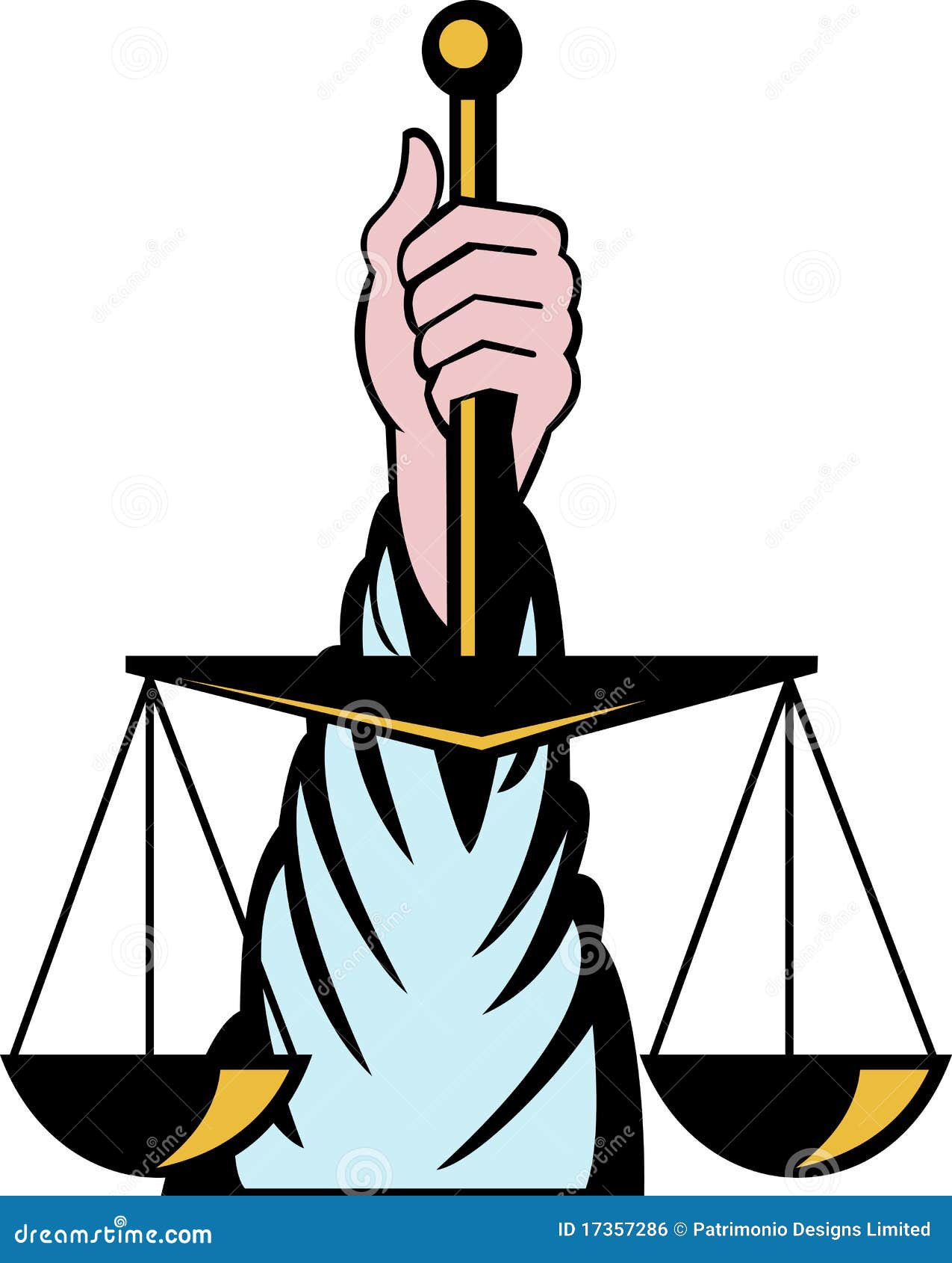 Hand Holding Scales of Justice Stock Illustration - Illustration of ...