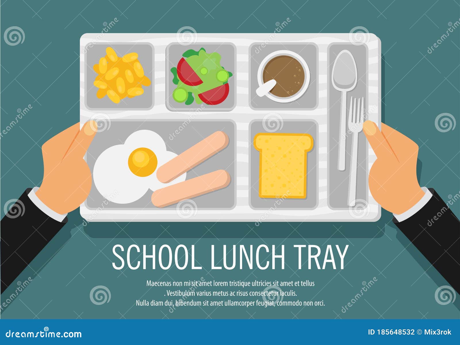 Hand Holding a School Lunch Tray Vector Illustration Stock Vector ...