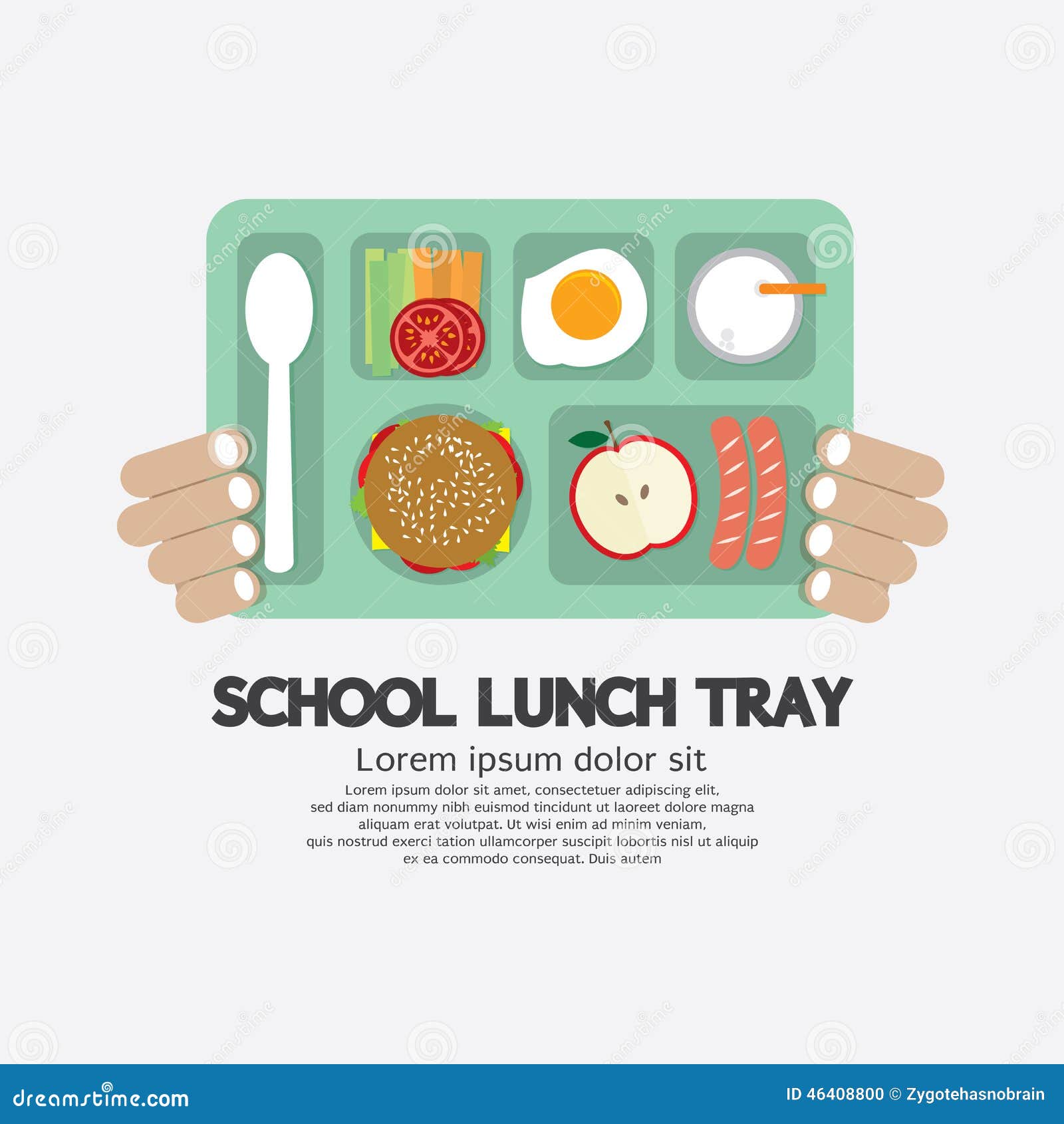 School Lunch, Isolated Vector Illustration. Kids School Meals Icon In ...