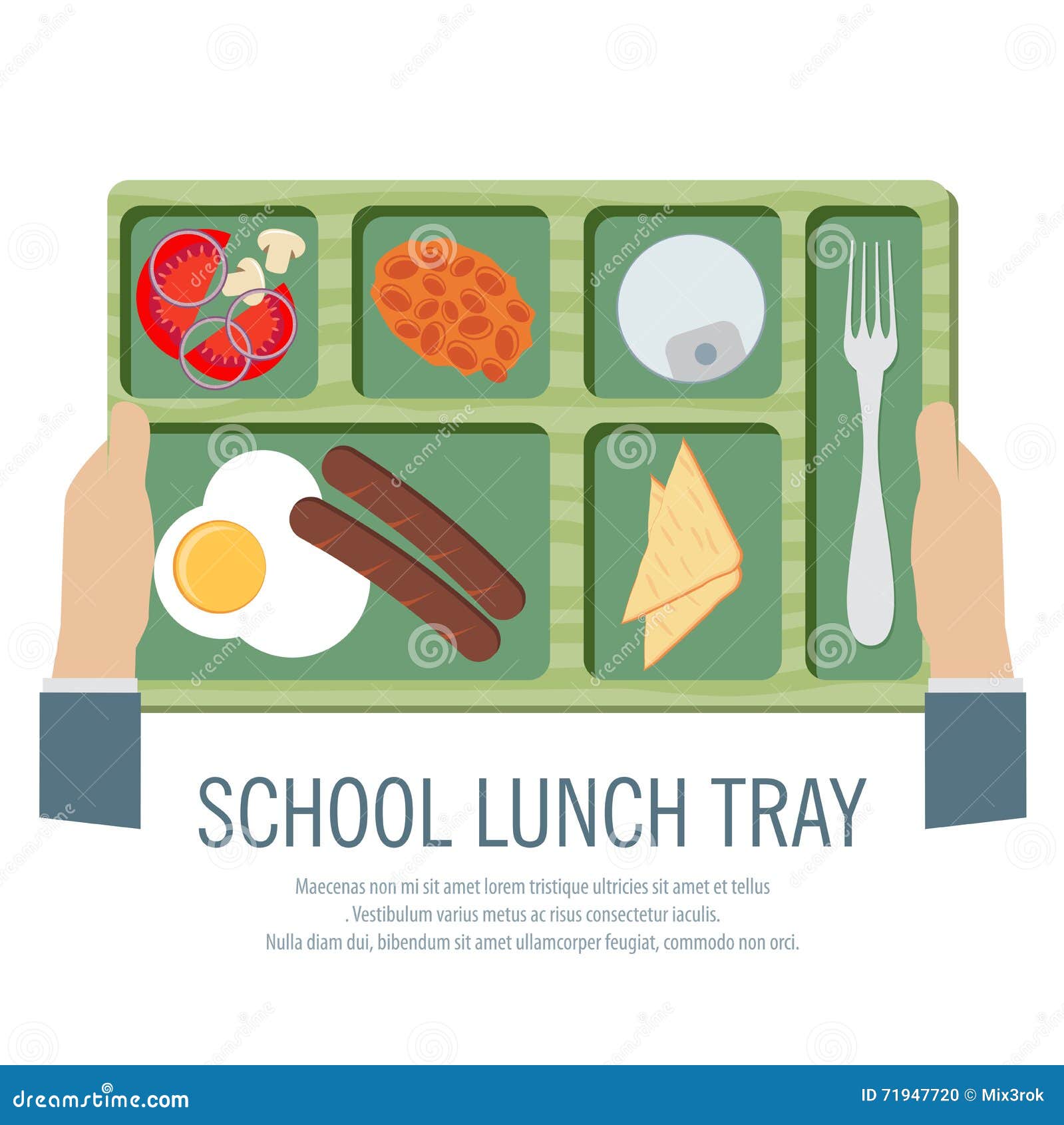 Hand Holding a School Lunch Tray Vector Illustration Stock Vector ...
