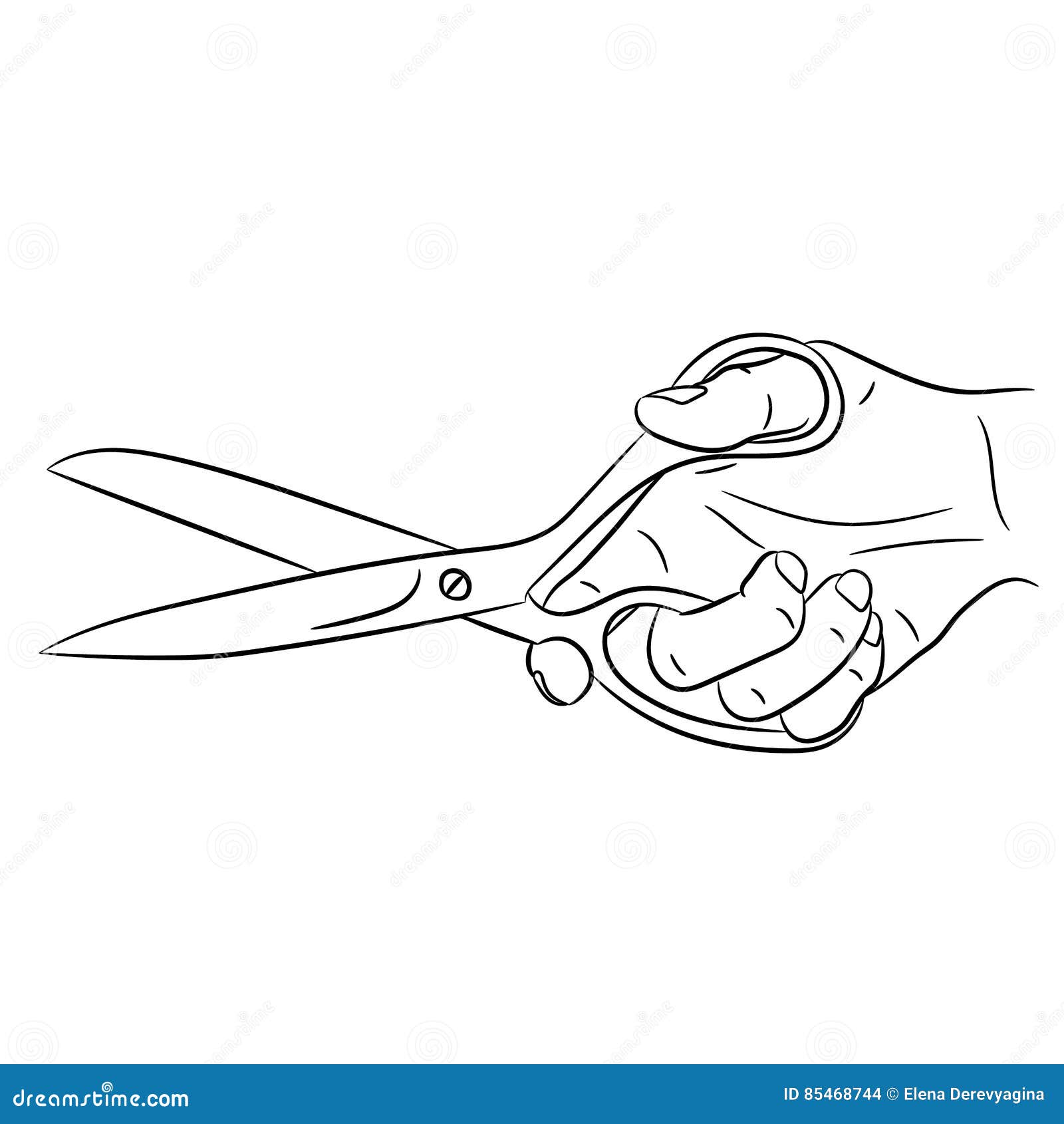 Hand Holding Scissors Monochrome Illustration Stock Illustration ...