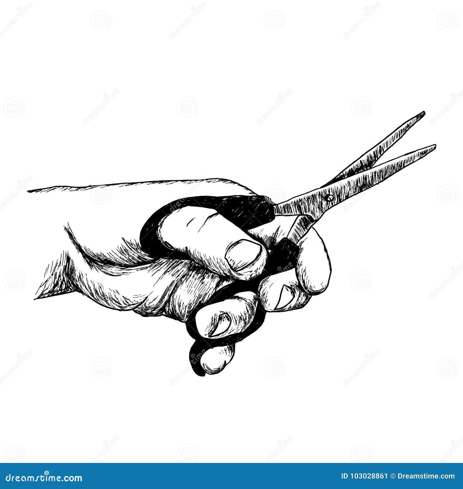 Hand holding scissors stock vector. Illustration of antique - 103028861