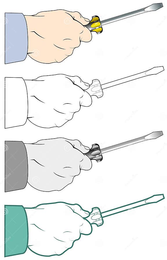 Hand holding screwdriver stock vector. Illustration of skin - 12485744