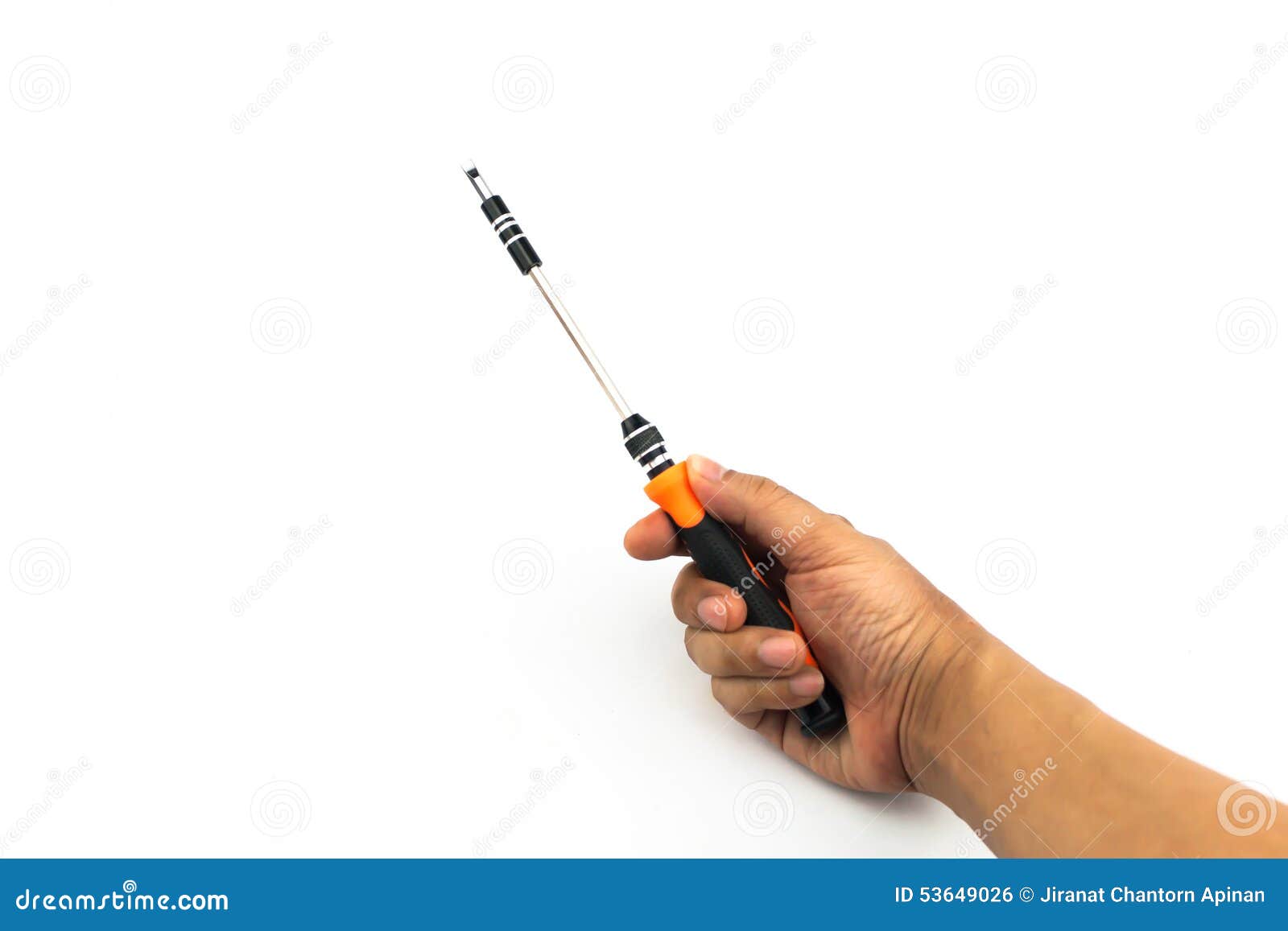 Hand Holding Screwdriver Isolated Stock Photo - Image of repairman ...