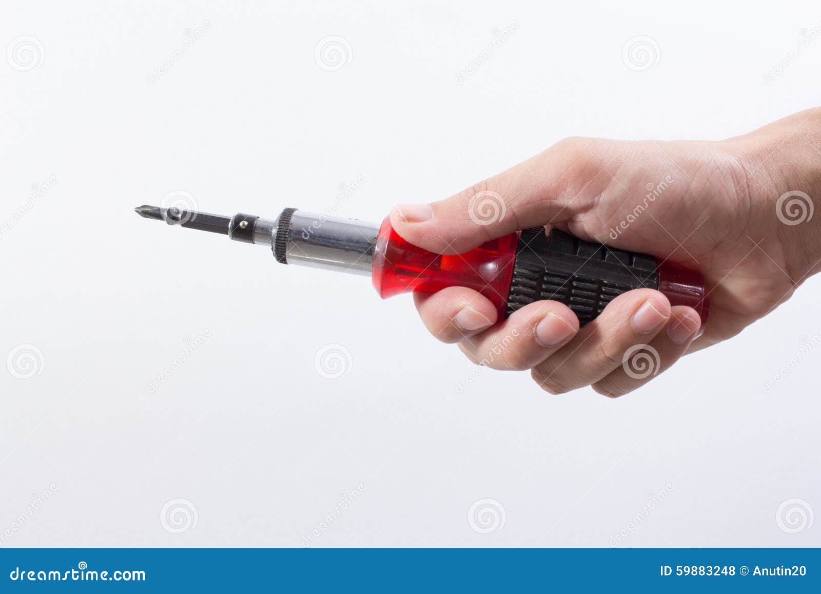 Hand Holding Screwdriver on White Background Stock Photo - Image of ...